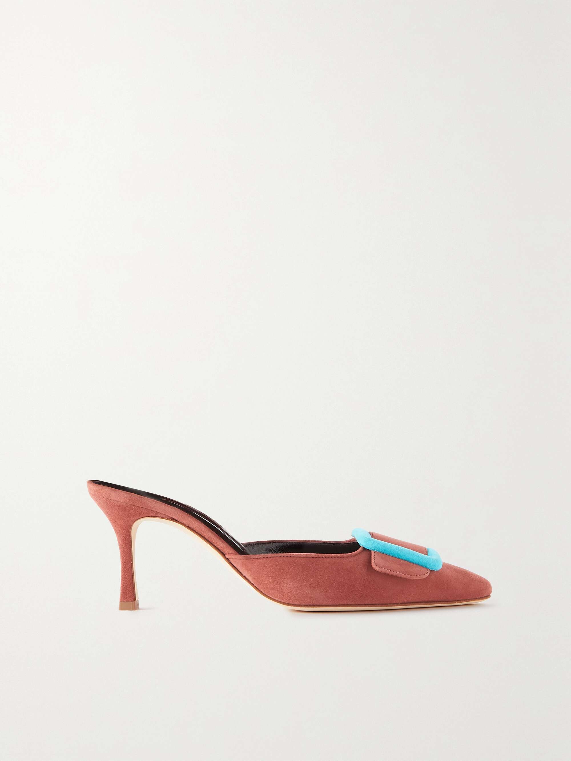 MANOLO BLAHNIK Maysale 70 buckled suede mules | NET-A-PORTER