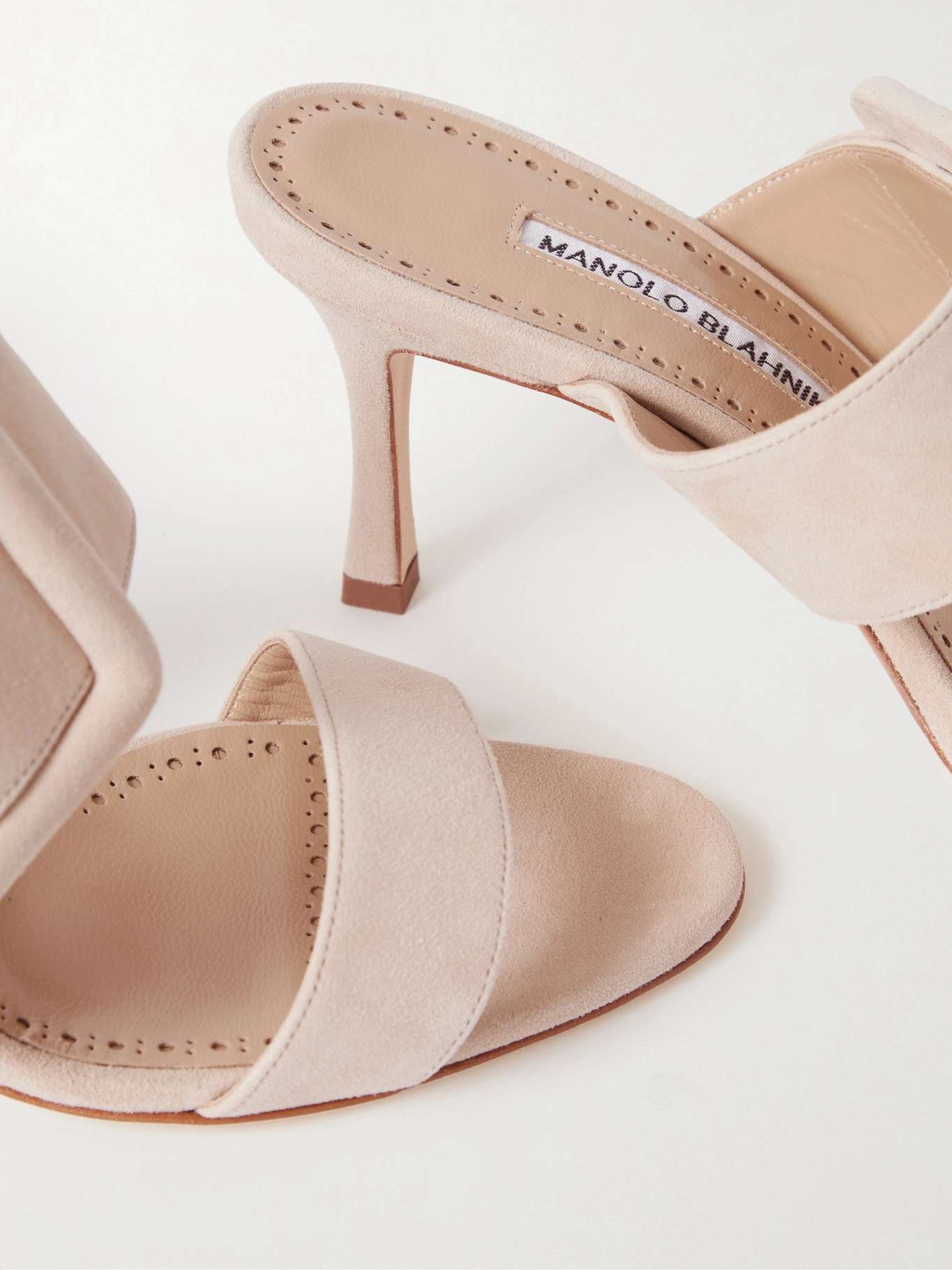 MANOLO BLAHNIK Gable 70 buckled suede mules | NET-A-PORTER