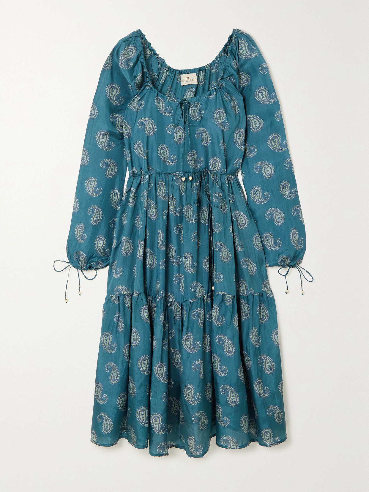 Hannah Artwear Zoey Tie-detailed Tiered Paisley-print Silk-habotai Midi ...