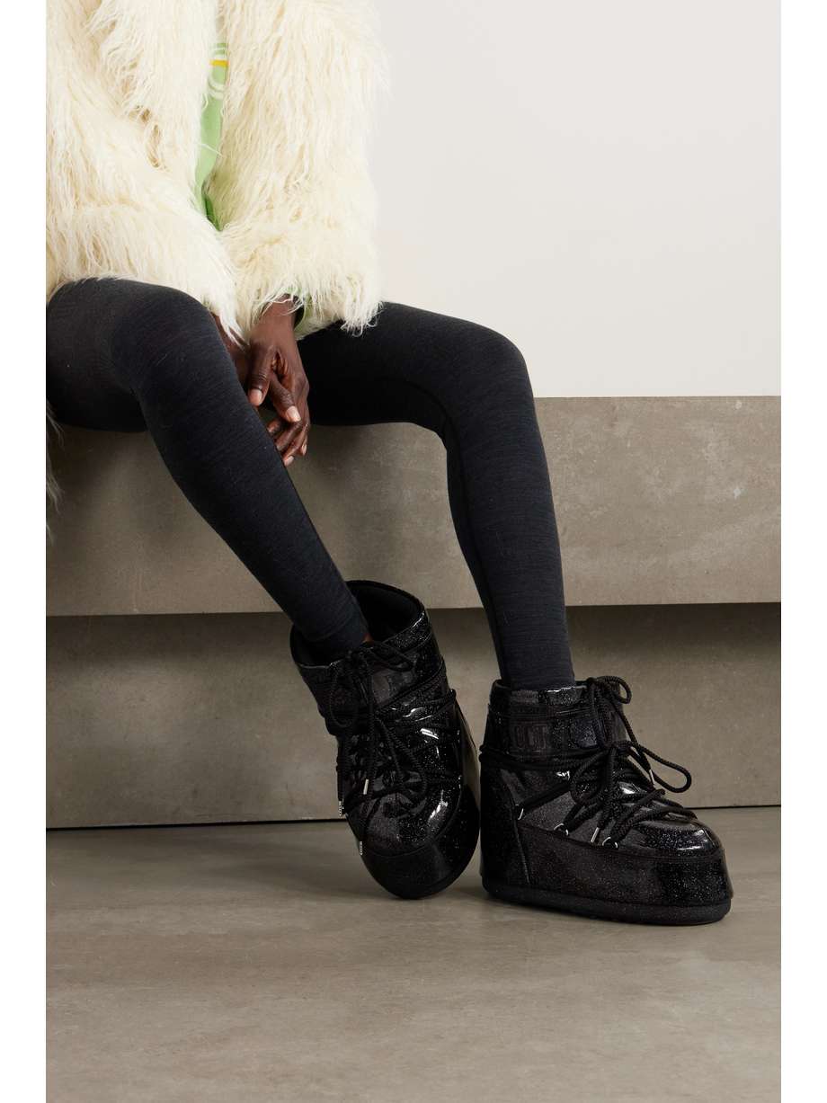 MOON BOOT Icon Low Glitter coated-shell snow boots | NET-A-PORTER