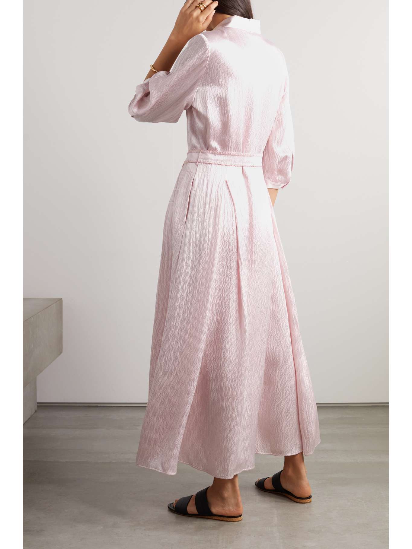 GABRIELA HEARST Andy hammered silk-satin midi shirt dress | NET-A-PORTER