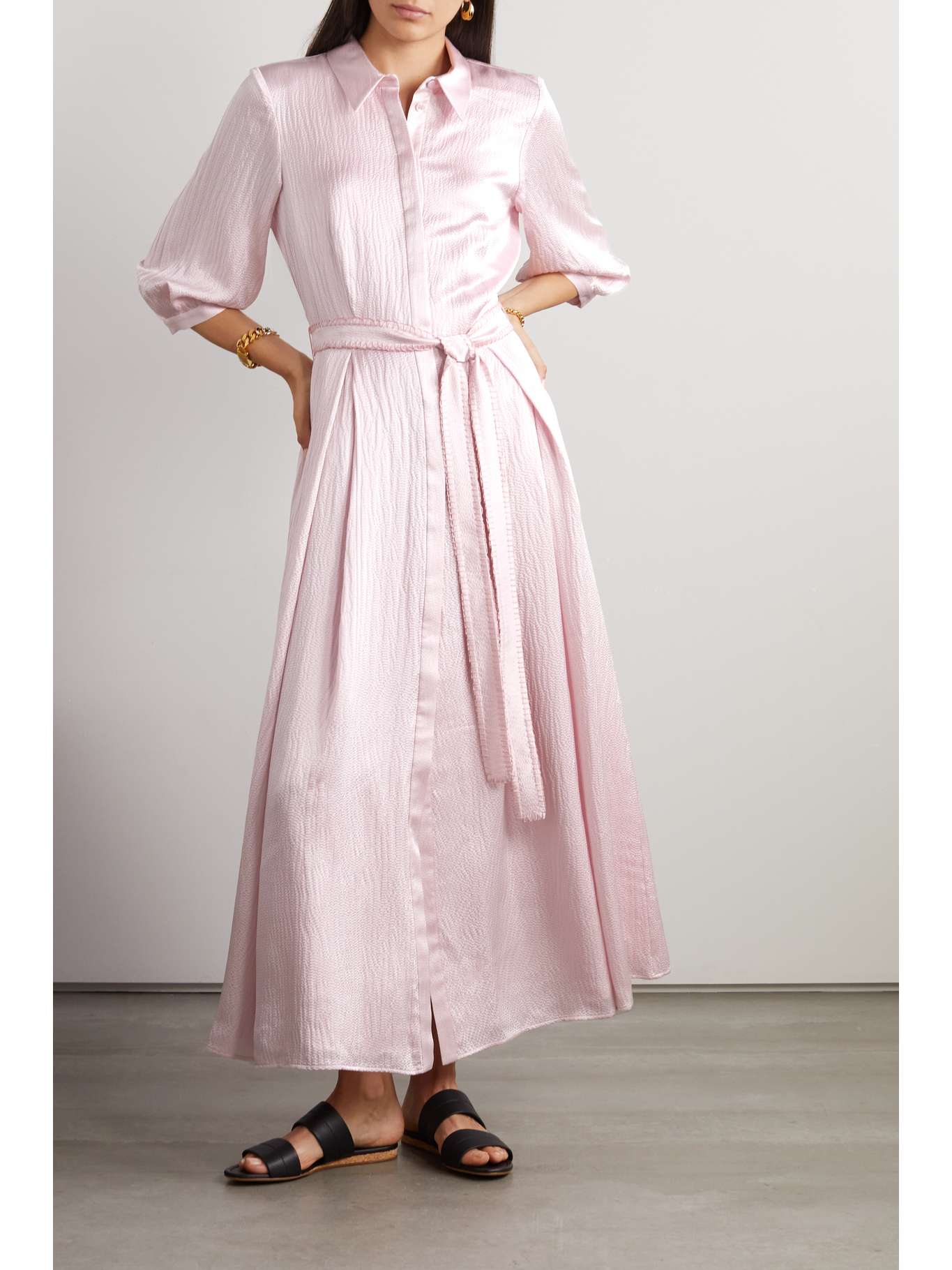 GABRIELA HEARST Andy hammered silk-satin midi shirt dress | NET-A-PORTER