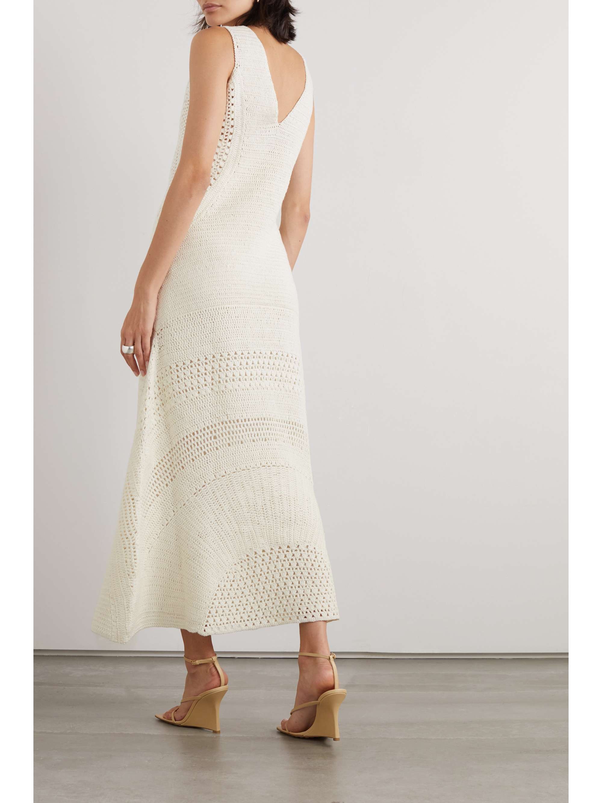 Gabriela Hearst Ocon Crocheted Wool And Cashmere Blend Midi Dress Net