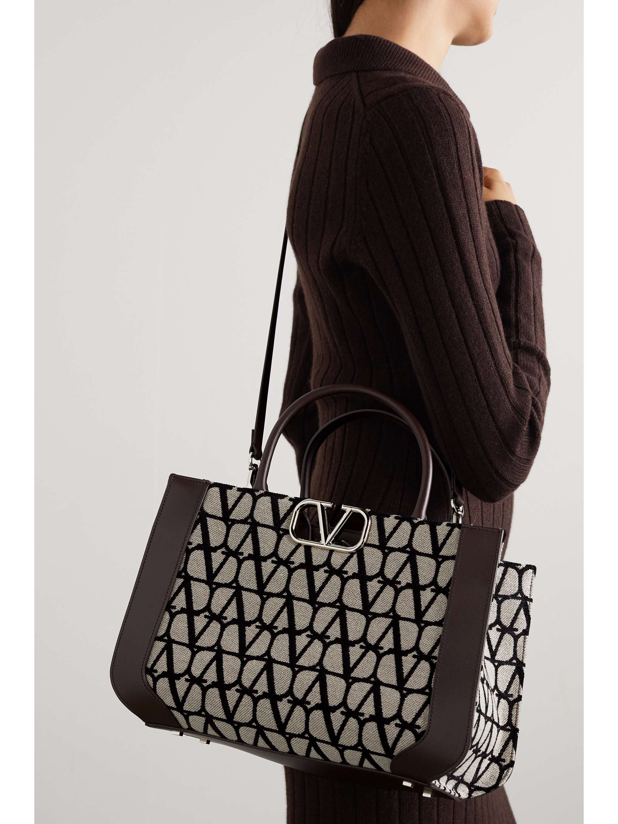 VALENTINO GARAVANI VLOGO medium leather-trimmed canvas-jacquard tote ...