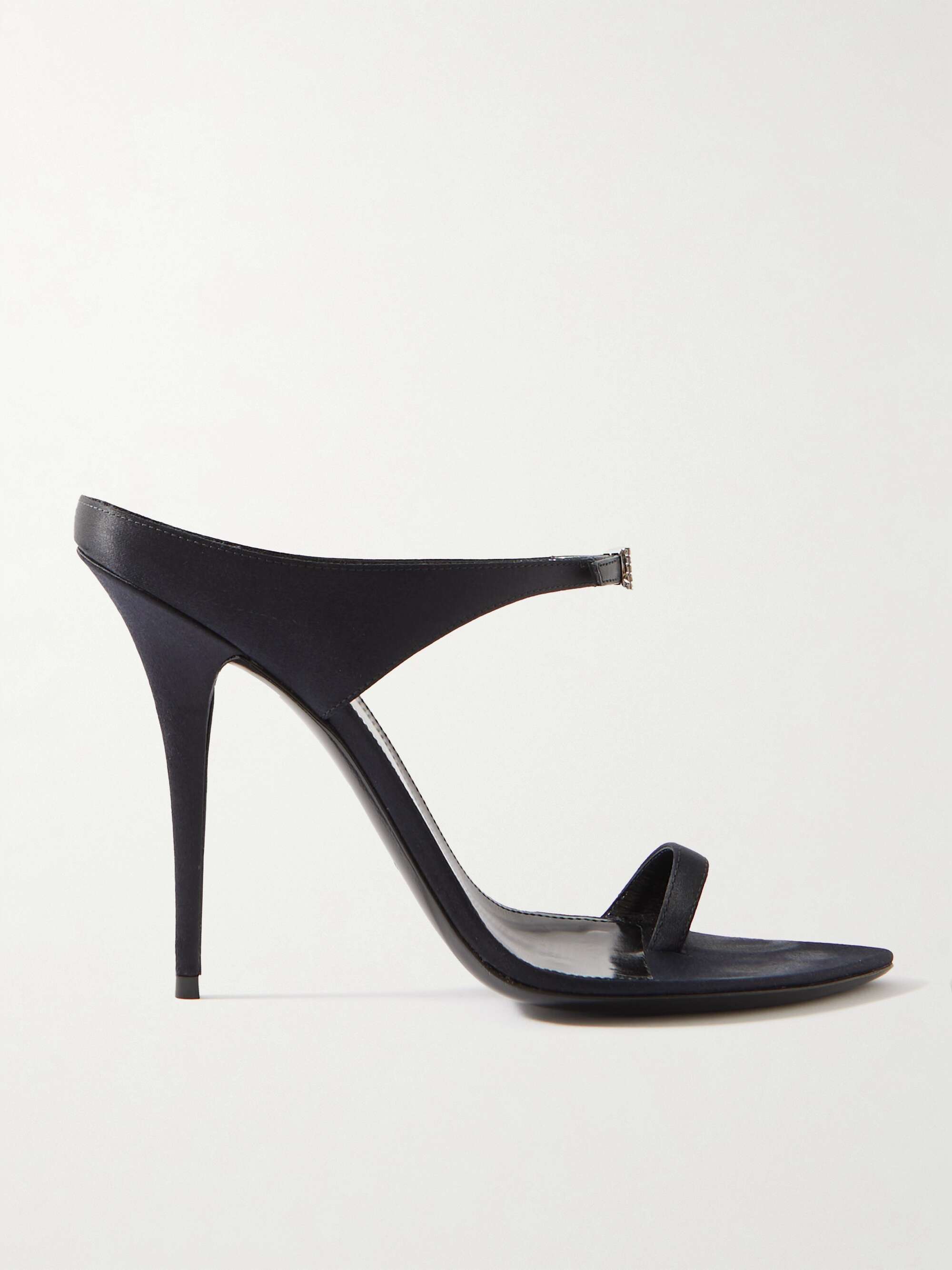 SAINT LAURENT Dive crystal-embellished satin mules | NET-A-PORTER