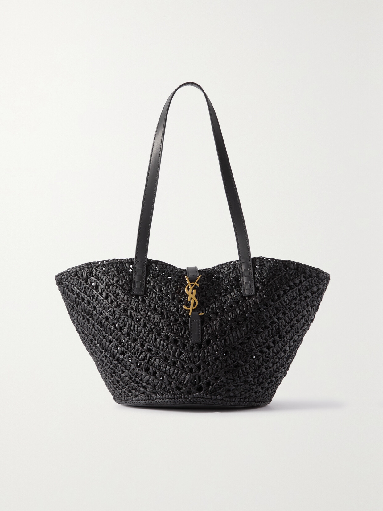 Saint Laurent Panier Small Ysl Raffia Tote Bag In Black | ModeSens