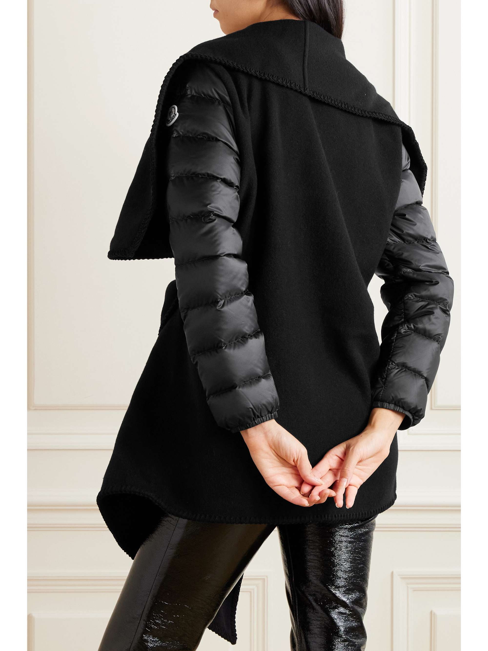 MONCLER Belted wool-blend and quilted shell down jacket | NET-A-PORTER