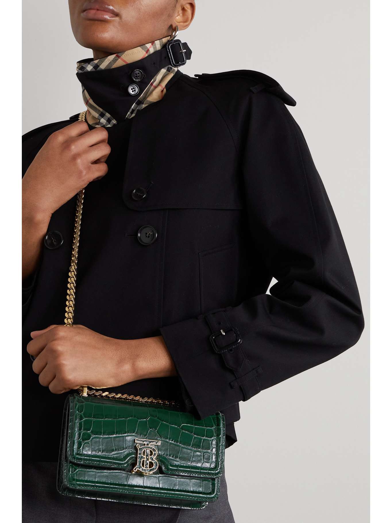 BURBERRY Mini croc-effect leather shoulder bag | NET-A-PORTER