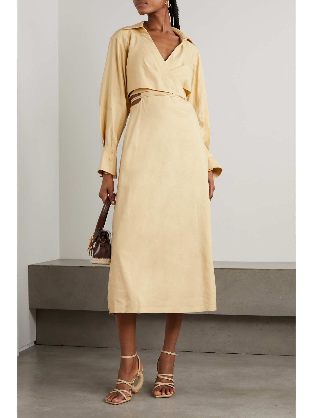 Simkhai Giulia Convertible Wrap-effect Cutout Linen-blend Midi Dress In ...