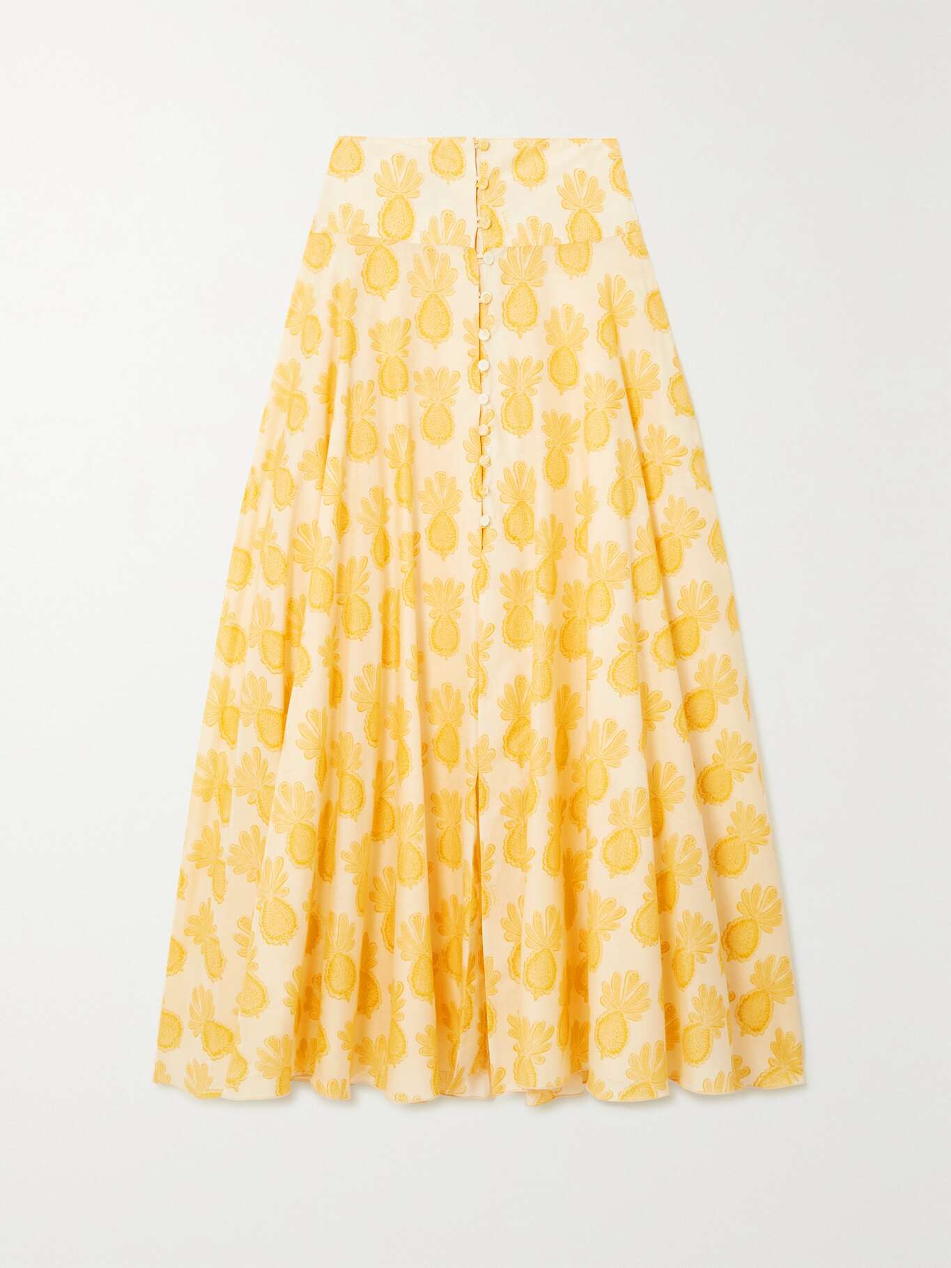 Yellow Ariel printed cotton and silk-blend voile maxi skirt | LA ...
