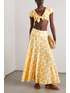 Yellow Ariel printed cotton and silk-blend voile maxi skirt | LA ...