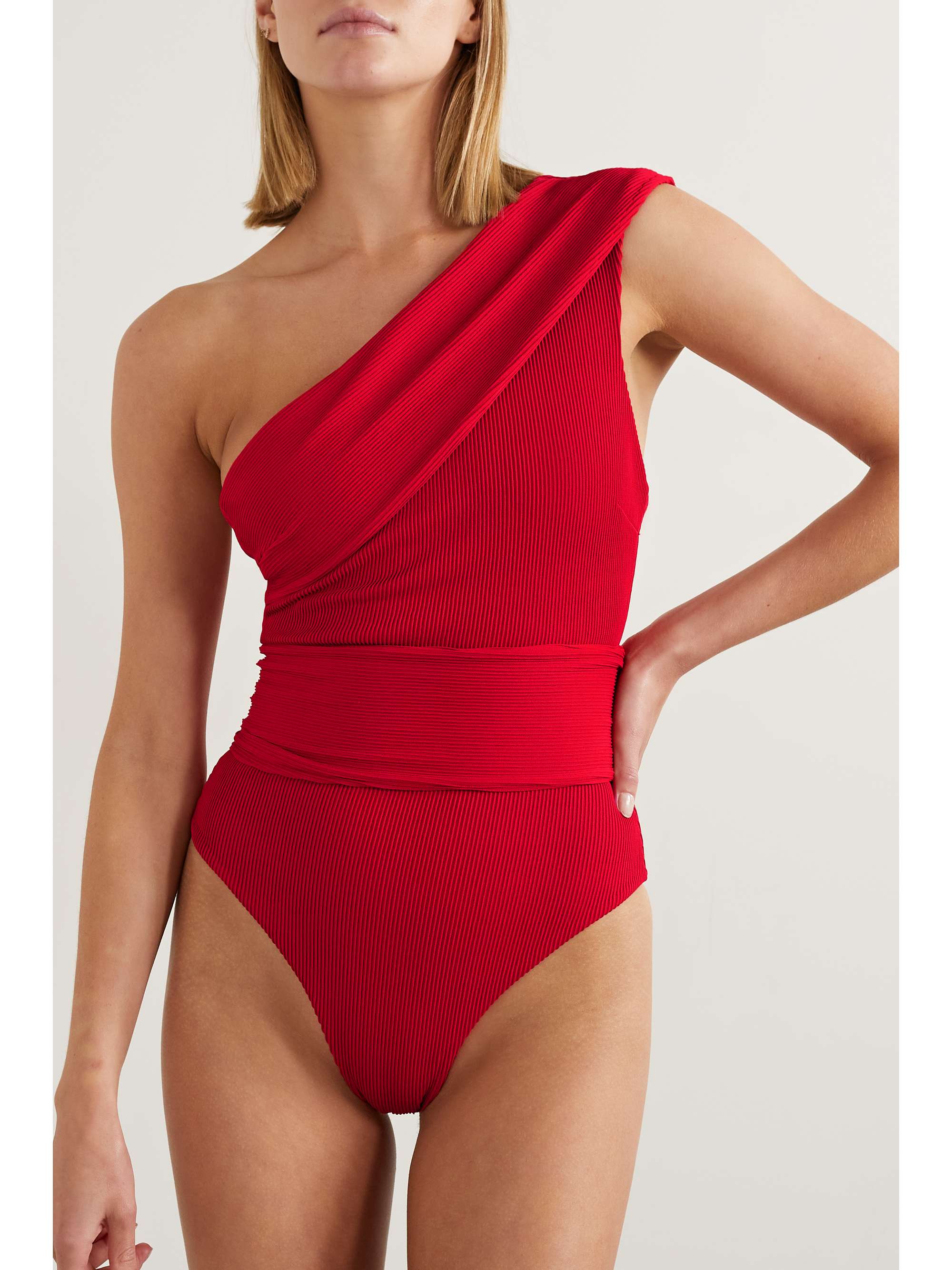 Haight Net Sustain Maria One Shoulder Ribbed Swimsuit Net A Porter