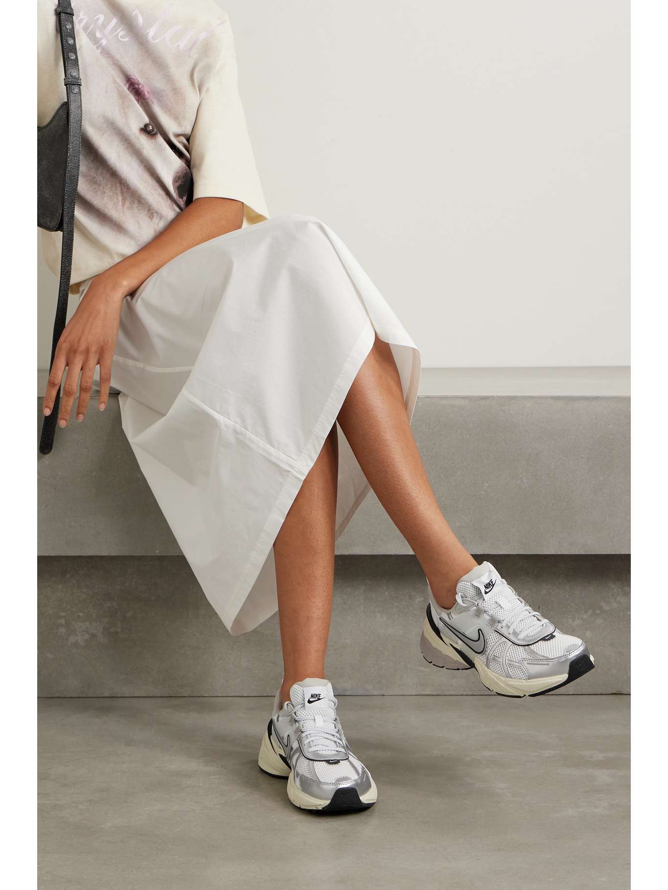 NIKE V2K Run rubber and metallic leather-trimmed mesh sneakers | NET-A ...