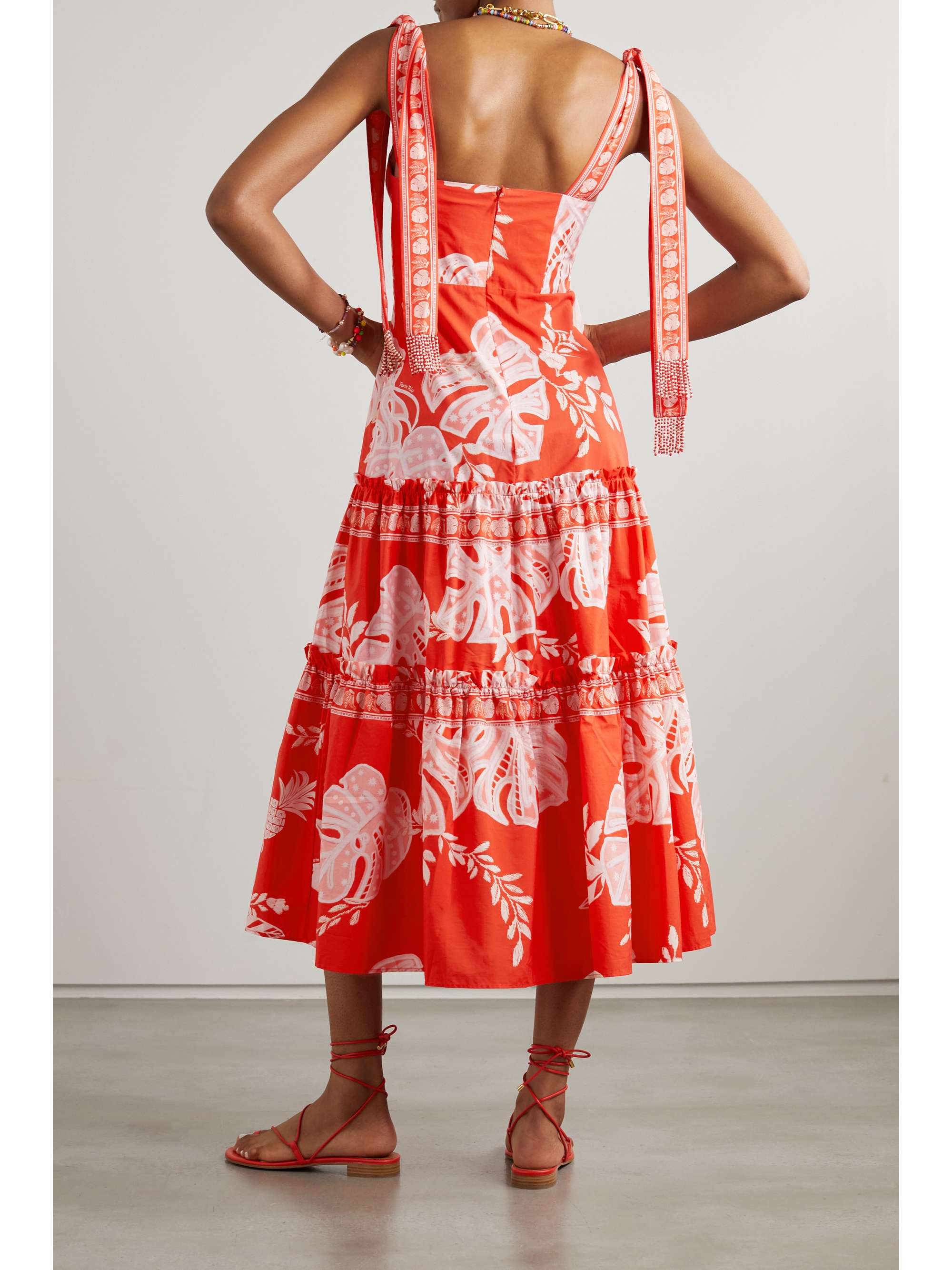 FARM RIO Lace Monsteras tiered embroidered cotton maxi dress | NET-A-PORTER