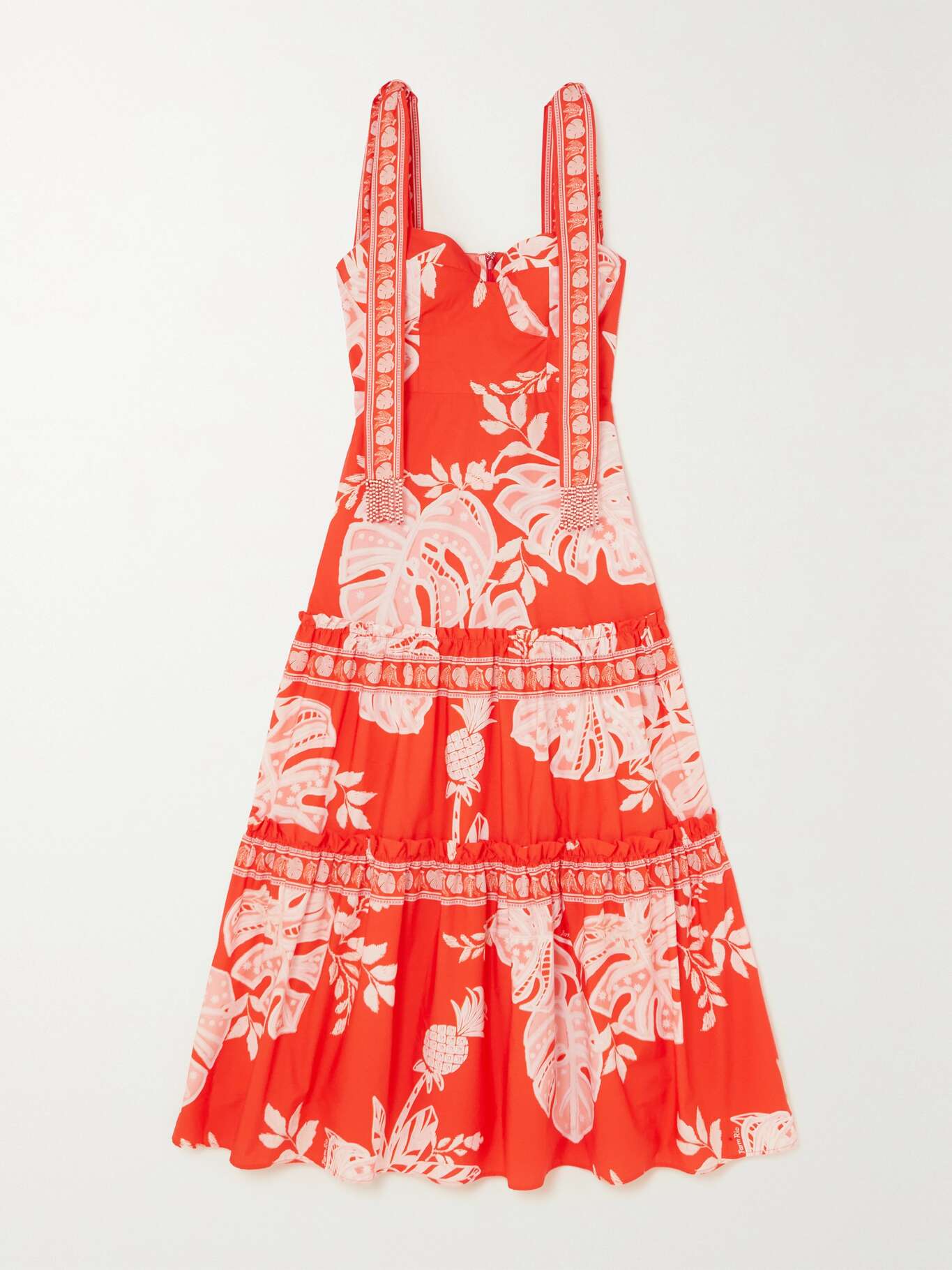FARM RIO Lace Monsteras tiered embroidered cotton maxi dress | NET-A-PORTER