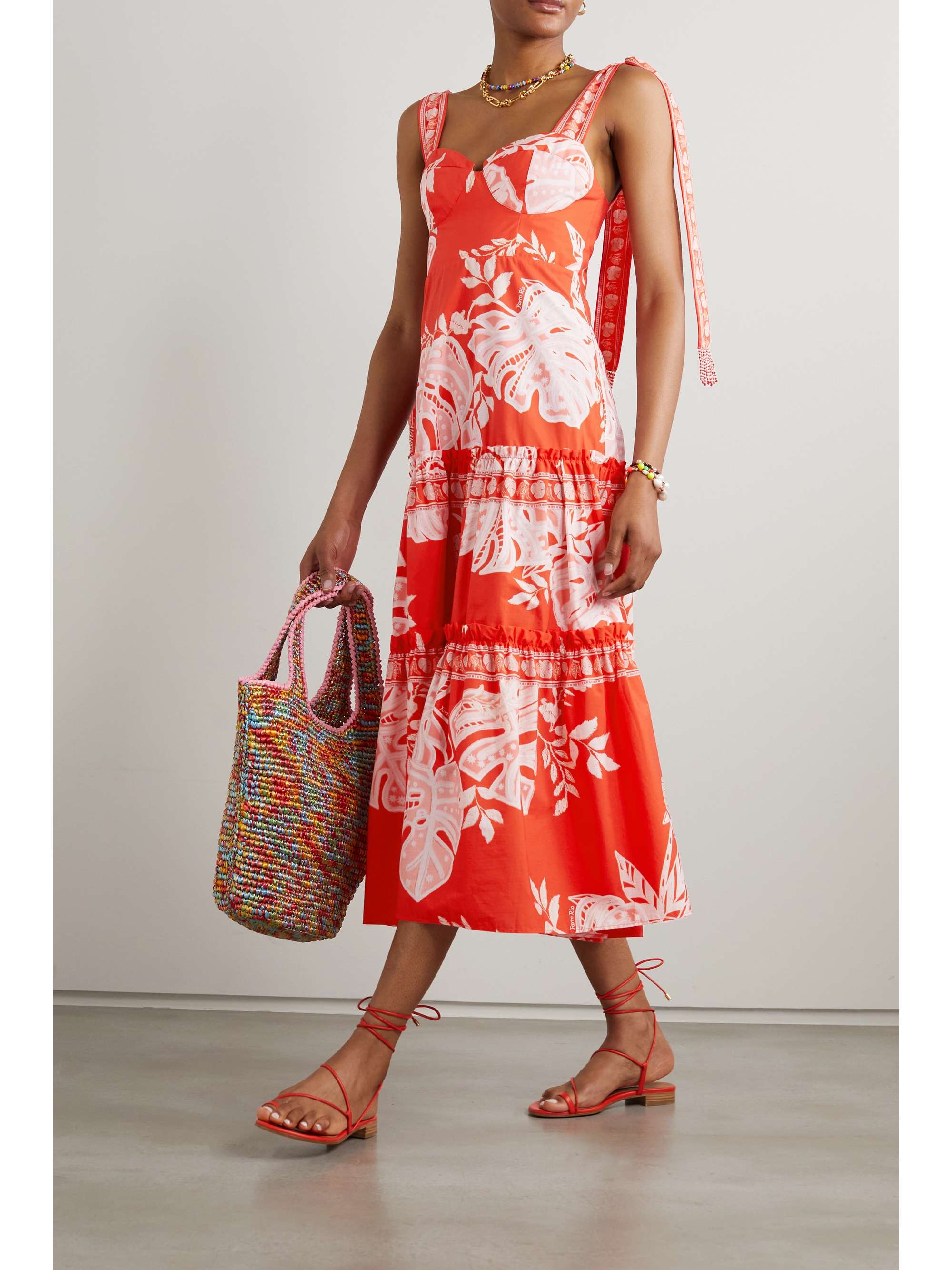 FARM RIO Lace Monsteras tiered embroidered cotton maxi dress | NET-A-PORTER