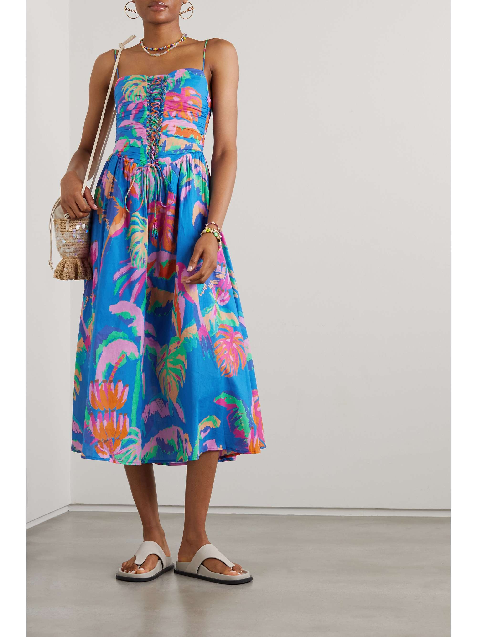 FARM RIO Printed cotton-voile midi dress | NET-A-PORTER
