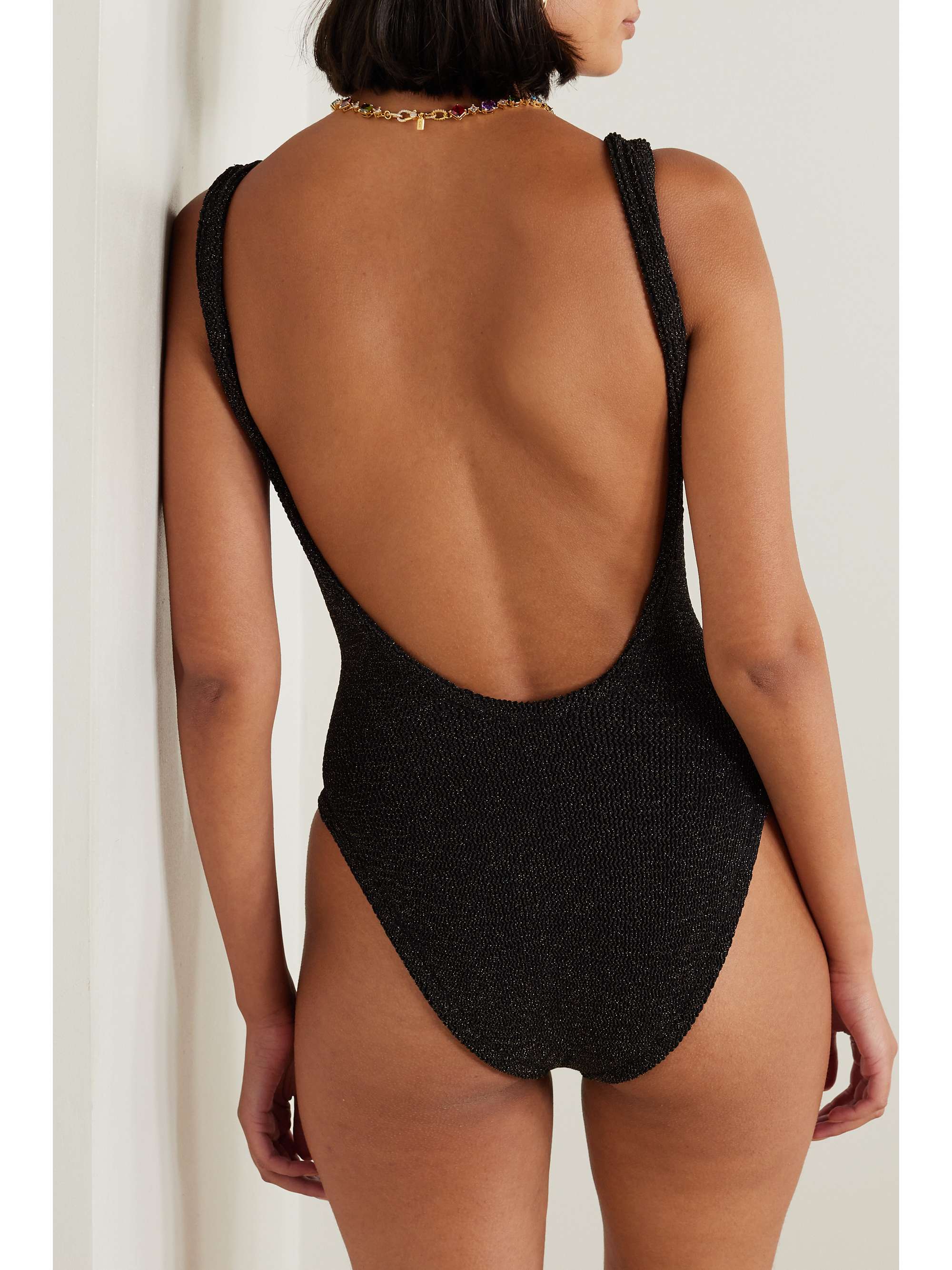 Hunza G Net Sustain Metallic Seersucker Swimsuit Net A Porter