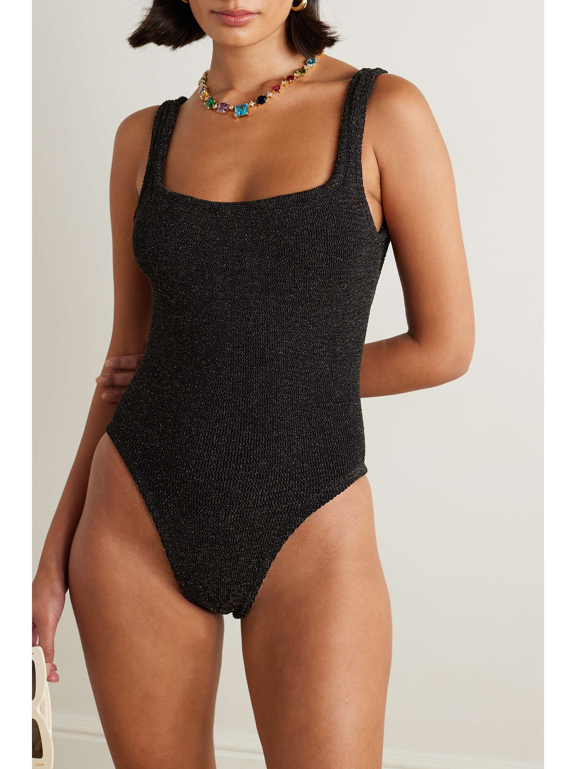 Hunza G Net Sustain Metallic Seersucker Swimsuit Net A Porter