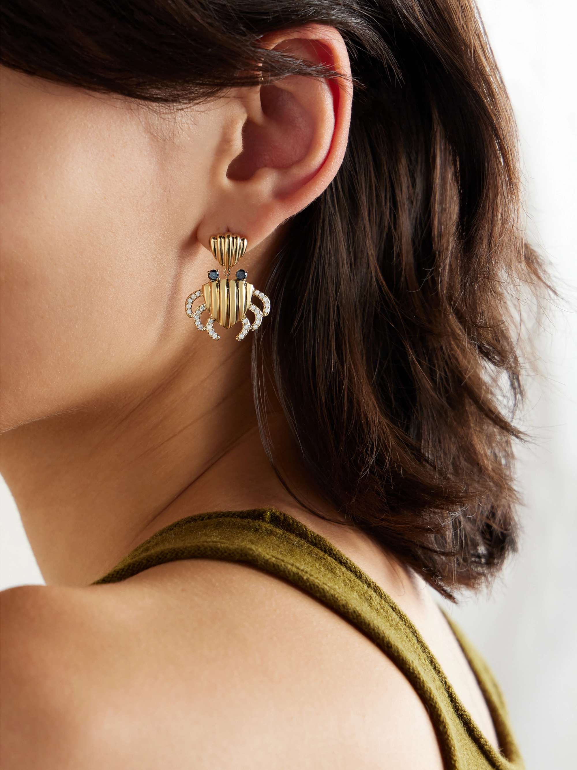 9-karat gold diamond earrings YVONNE LÉON pour femme | NET-A-PORTER