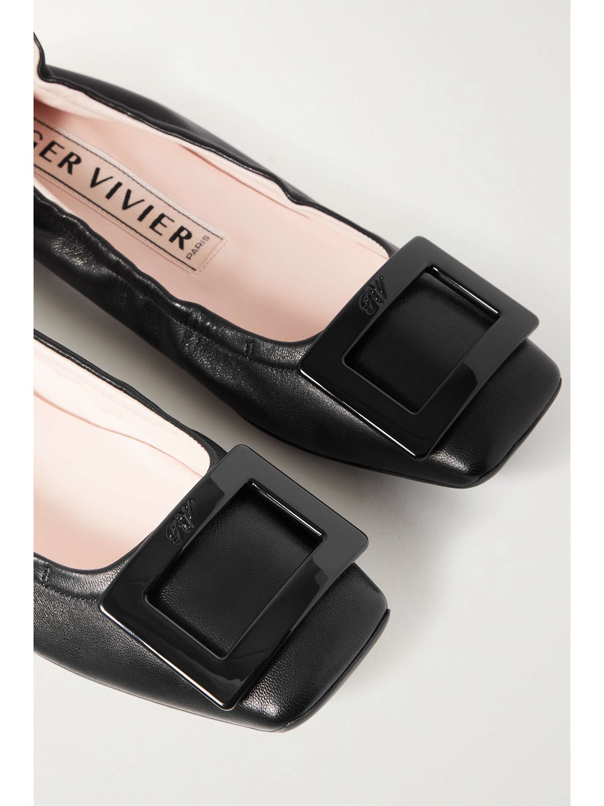 ROGER VIVIER Viv Pockette leather ballet flats | NET-A-PORTER