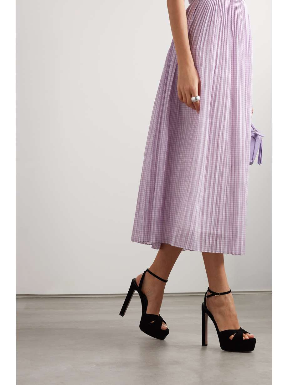 AQUAZZURA Divine Plateau 130 suede platform sandals | NET-A-PORTER