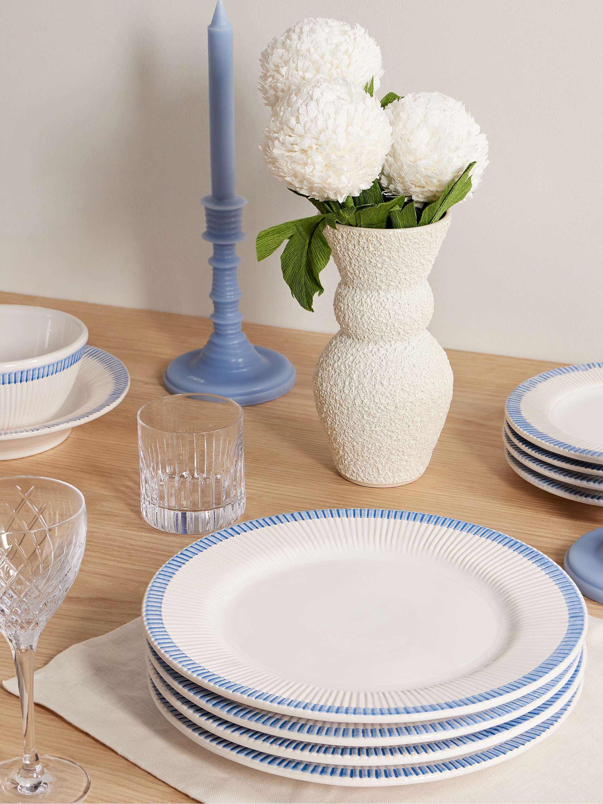 SOHO HOME Claudine set of four striped ceramic dinner plates | NET-A-PORTER