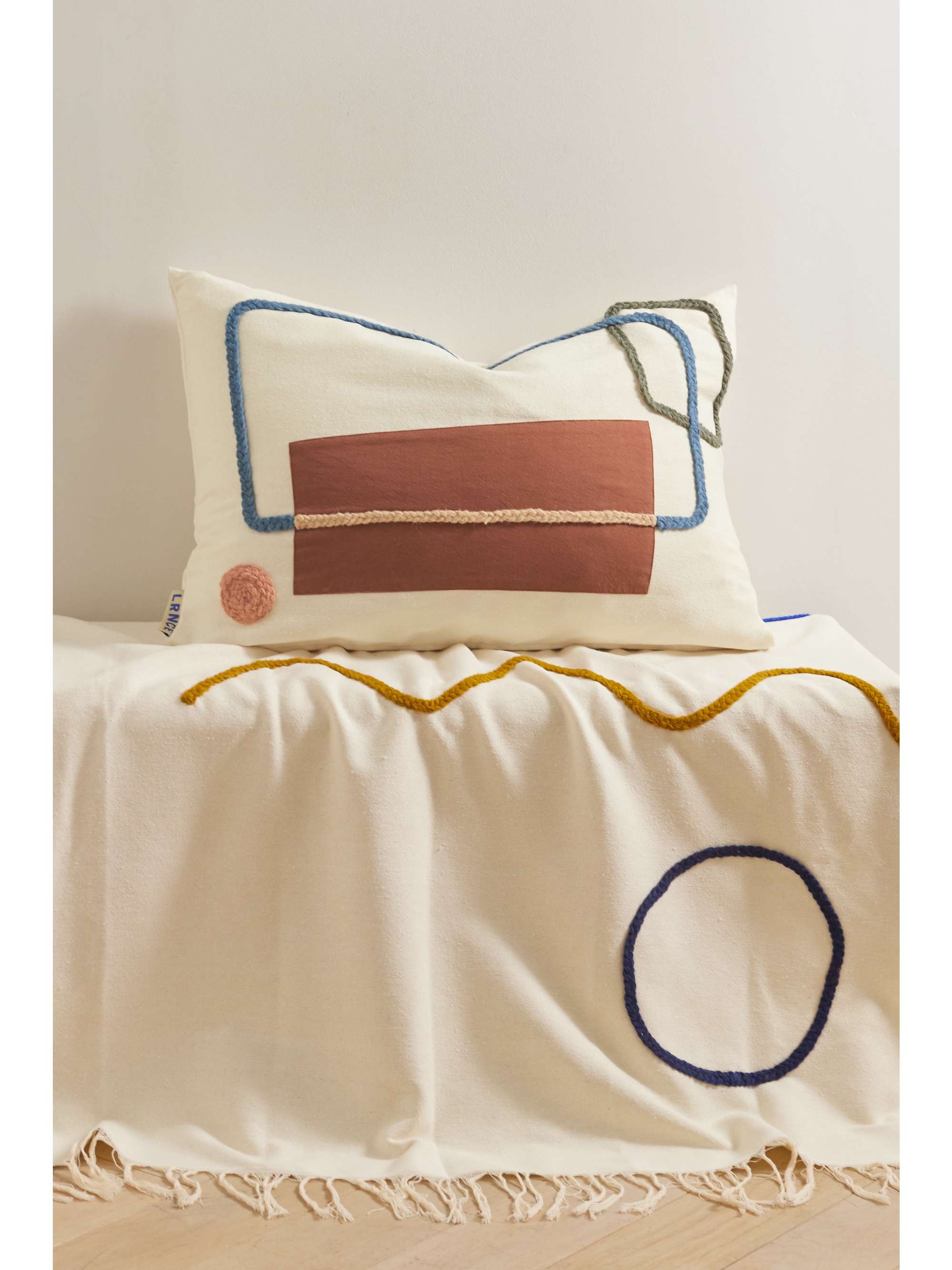 LRNCE Nanou embroidered wool and cotton pillowcase | NET-A-PORTER