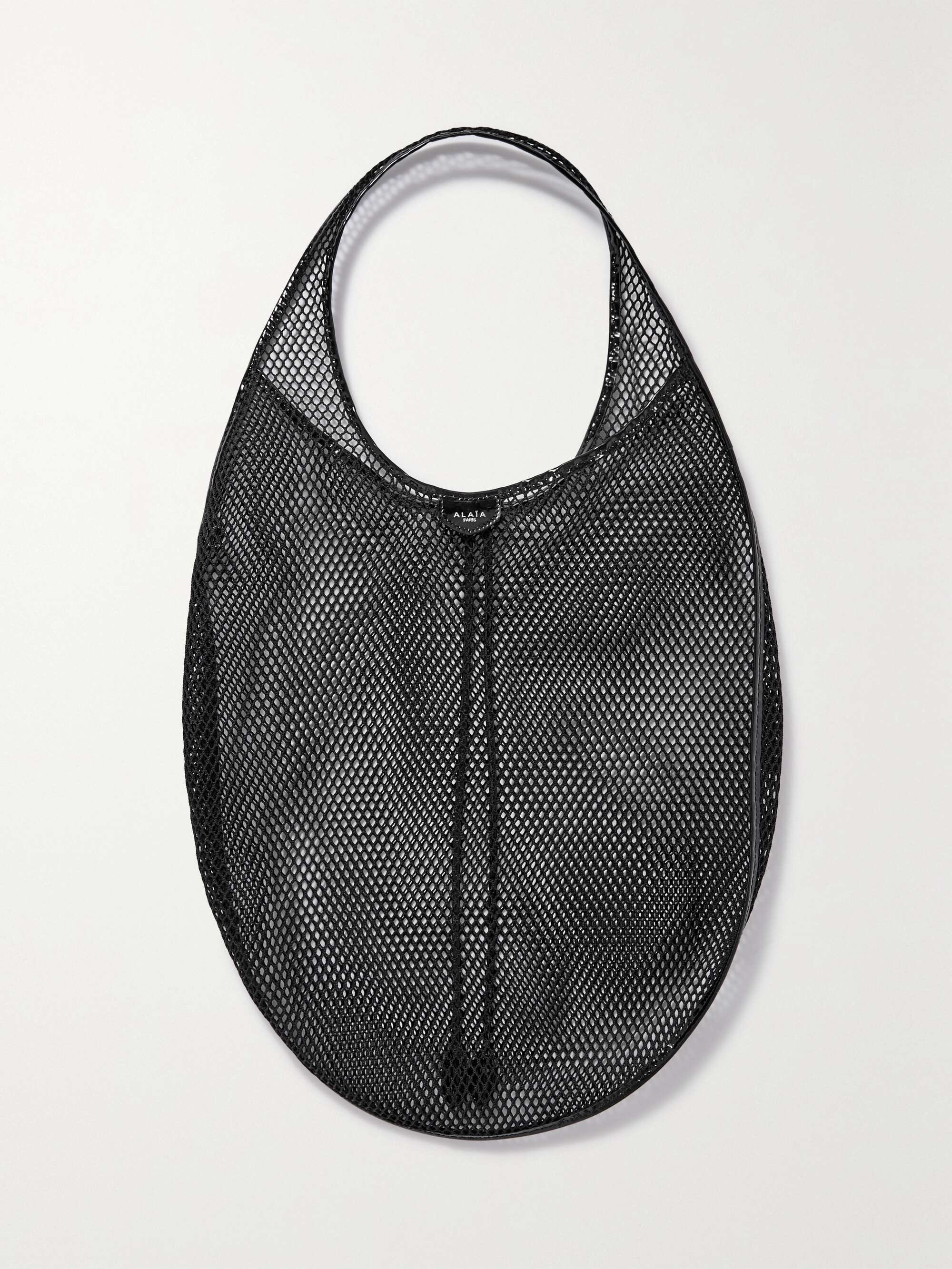 ALAÏA Oversized patent leather-trimmed fishnet tote | NET-A-PORTER