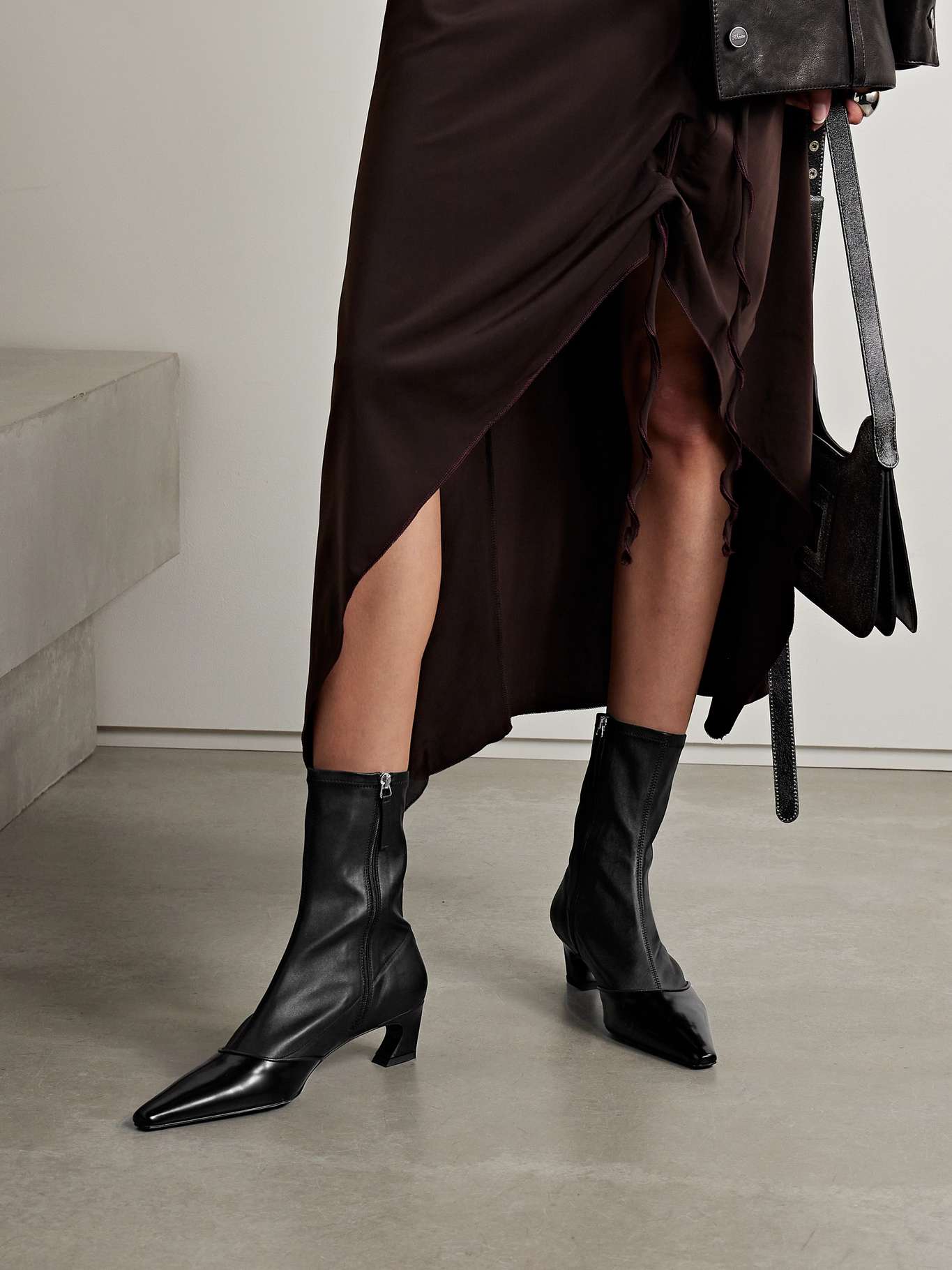 ACNE STUDIOS Patent-trimmed leather ankle boots | NET-A-PORTER