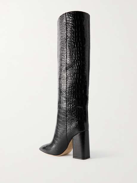 PARIS TEXAS Anja croc-effect leather knee boots | NET-A-PORTER