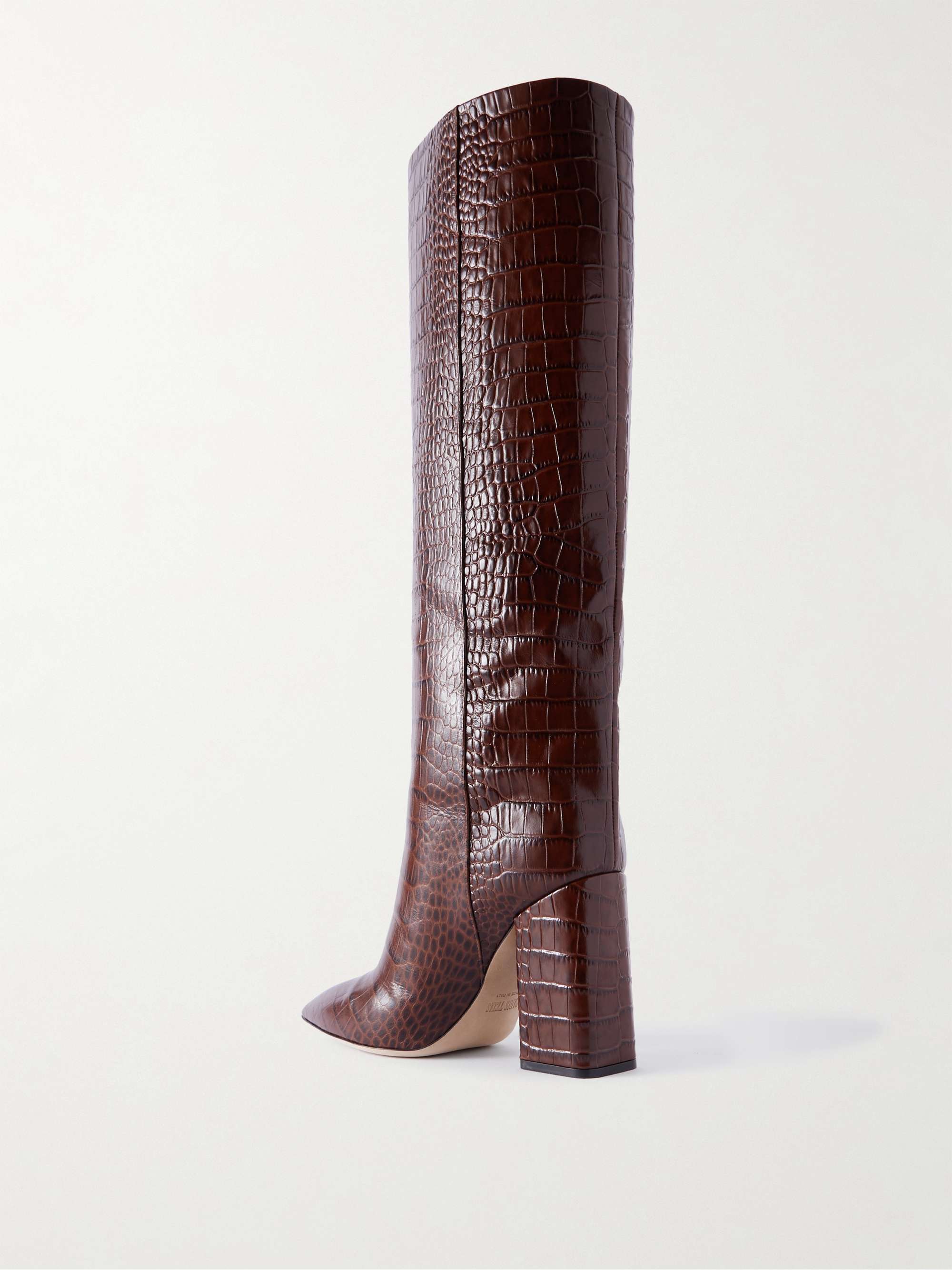 PARIS TEXAS Anja croc-effect leather knee boots | NET-A-PORTER