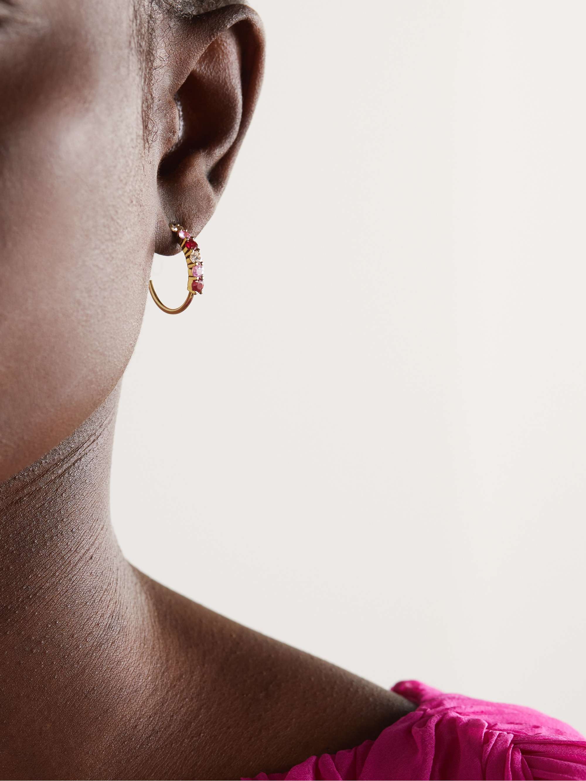 JENNIFER MEYER 4-Prong 18-karat gold multi-stone hoop earrings | NET-A-PORTER