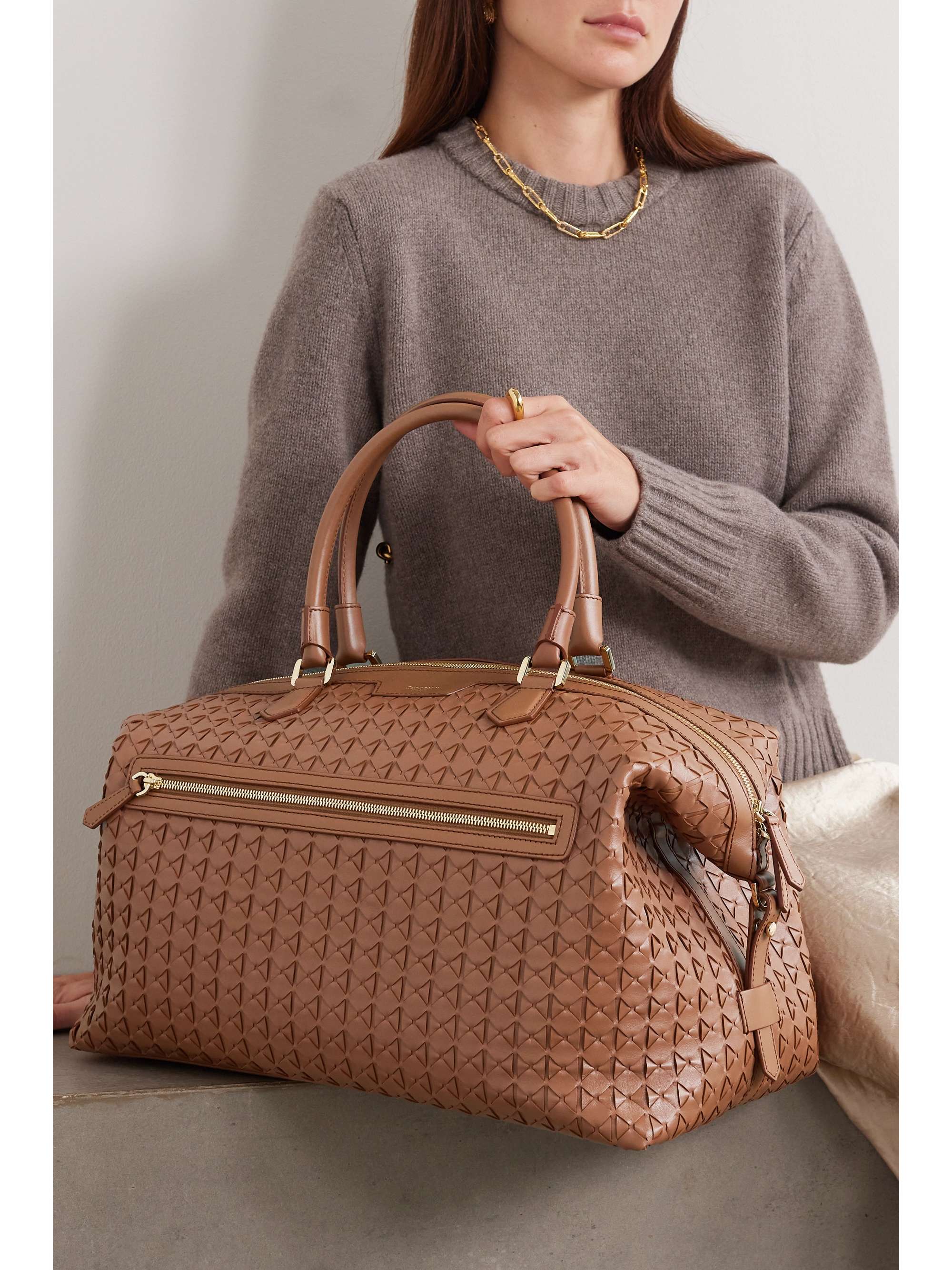 SERAPIAN Travel woven leather weekend bag | NET-A-PORTER