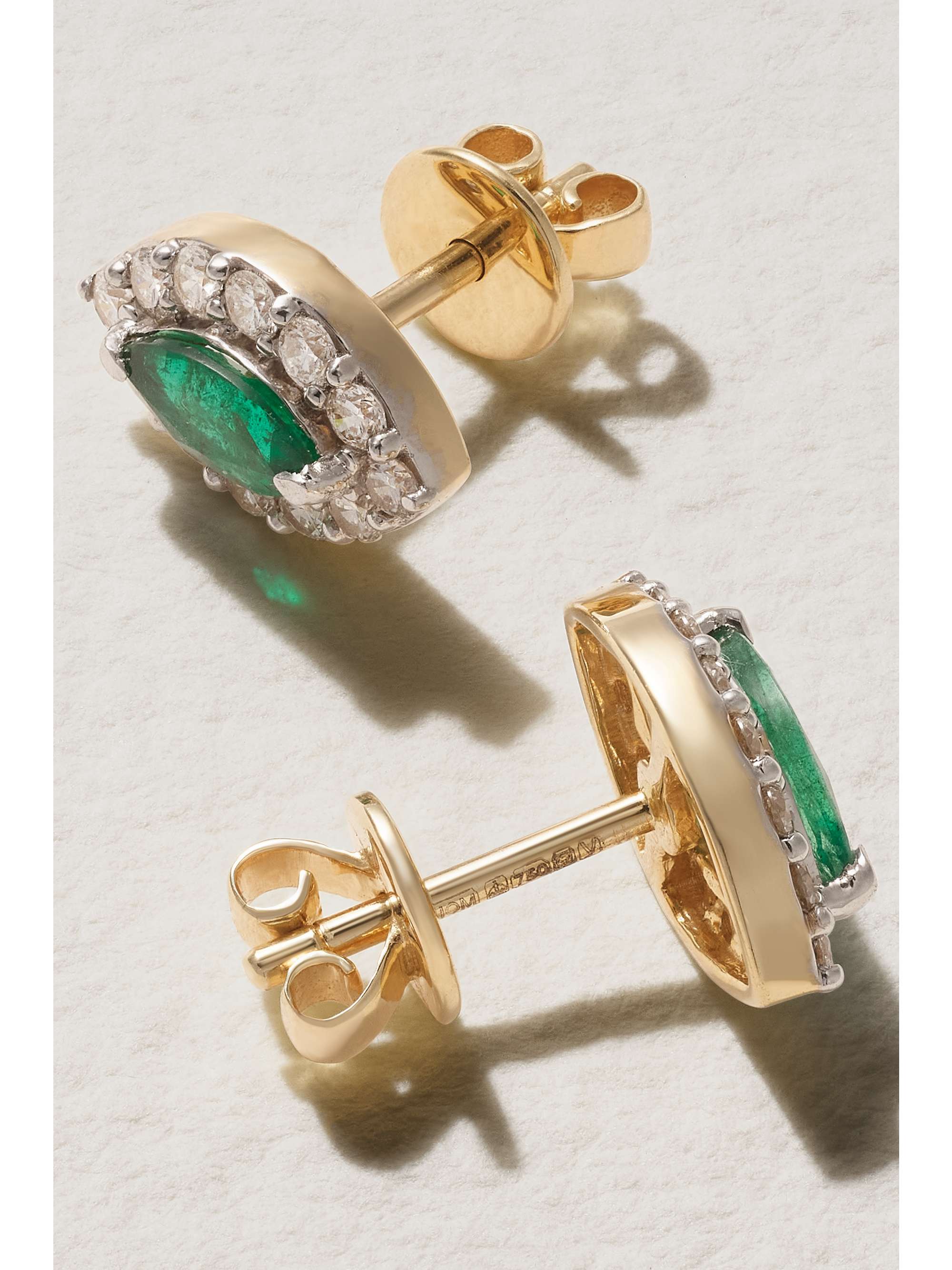 HOUSE OF MERAKI Myra Mini 18-karat gold, emerald and diamond earrings ...