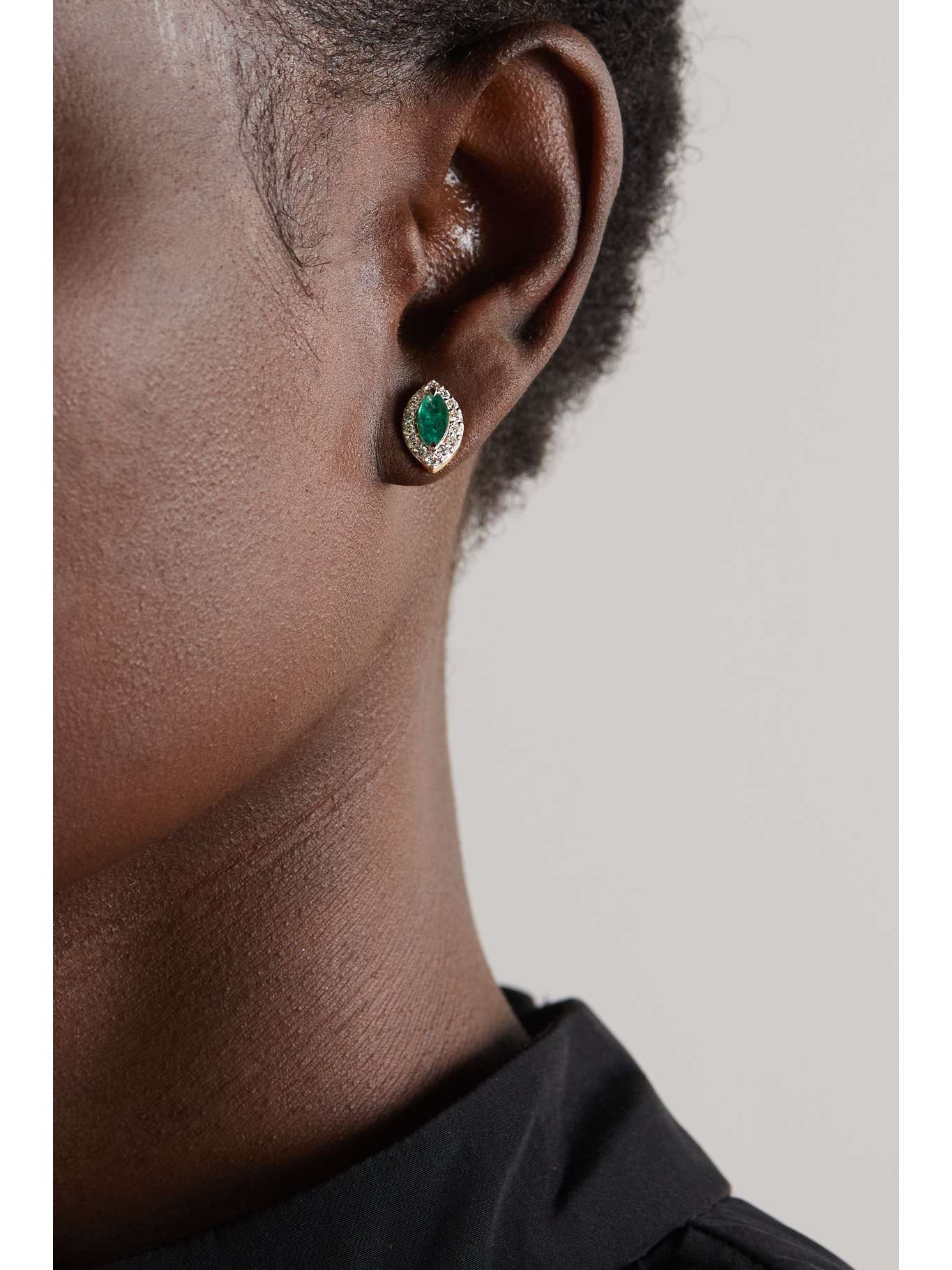 HOUSE OF MERAKI Myra Mini 18-karat gold, emerald and diamond earrings ...