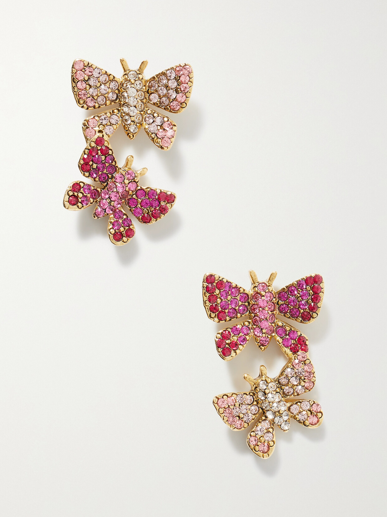 Oscar De La Renta Butterfly Gold tone Crystal Earrings In Pink ModeSens