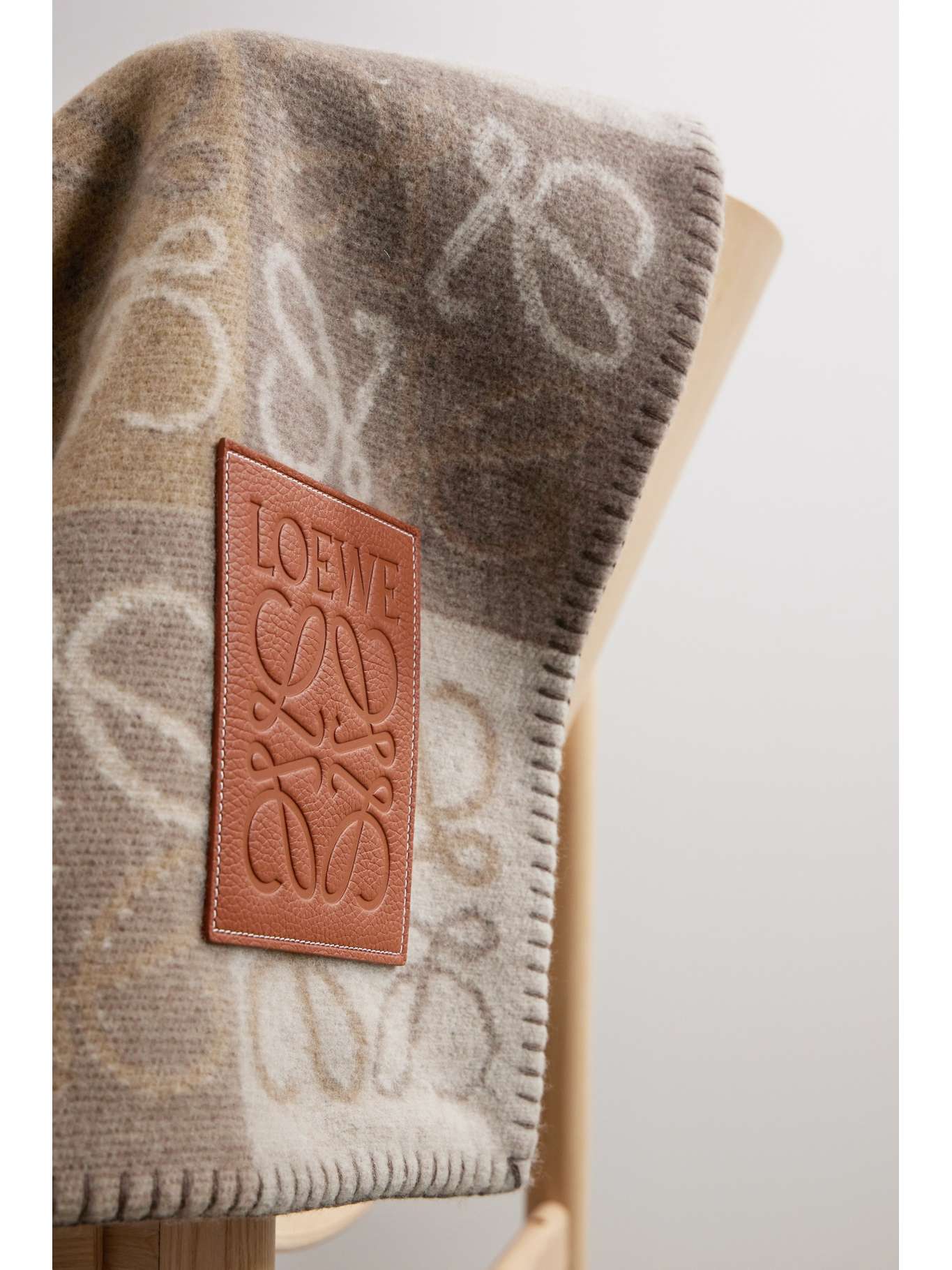 LOEWE Anagram appliquéd wool-jacquard throw | NET-A-PORTER
