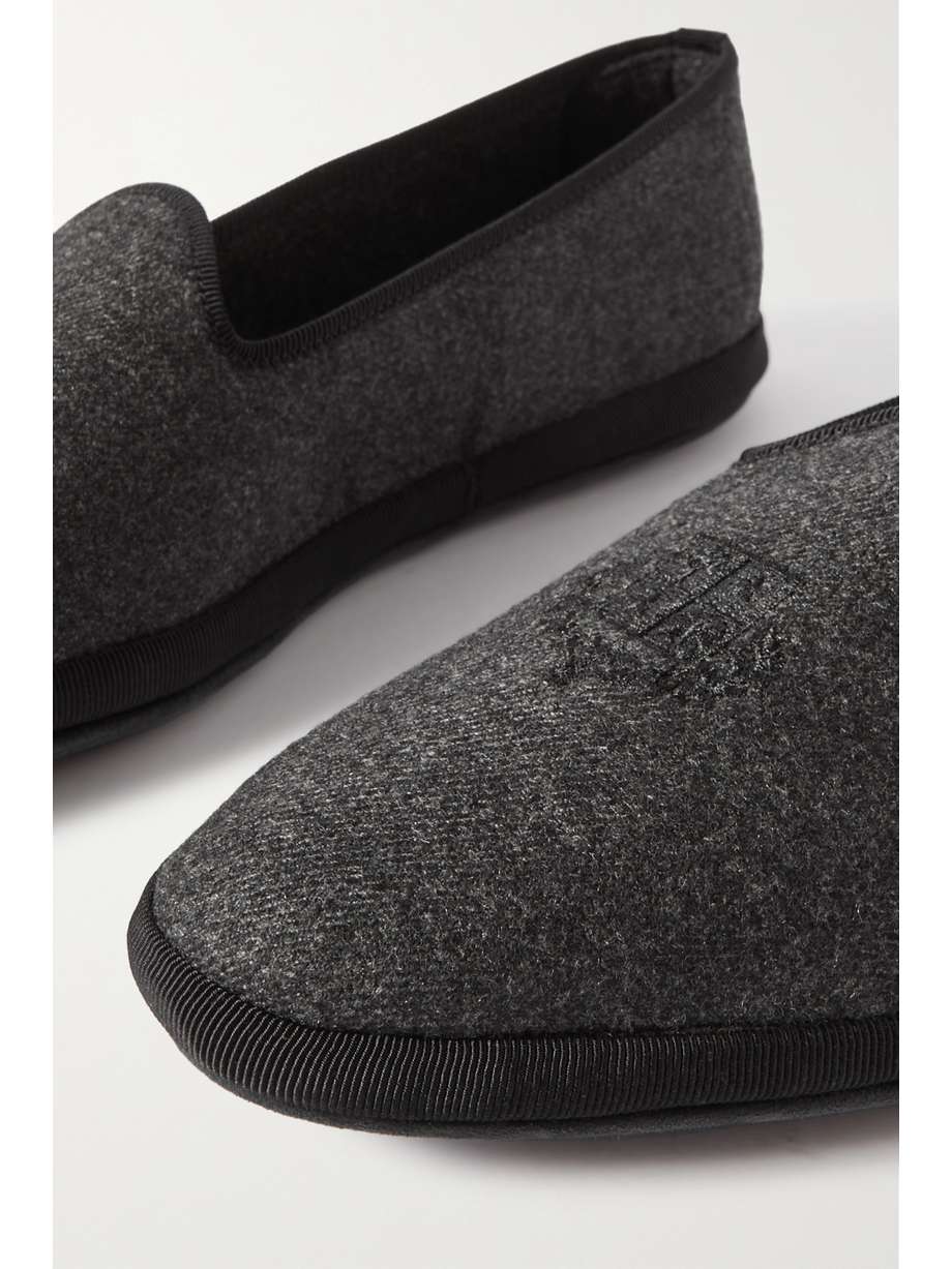 LORO PIANA Venice embroidered cashmere-blend flannel slippers | NET-A ...