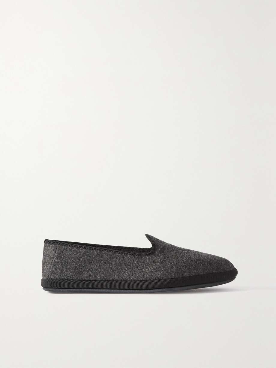 LORO PIANA Venice embroidered cashmere-blend flannel slippers | NET-A ...