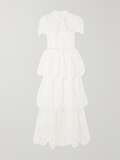 White Tiered corded lace maxi dress | SELF-PORTRAIT | NET-A-PORTER