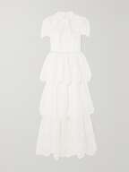 White Tiered corded lace maxi dress | SELF-PORTRAIT | NET-A-PORTER