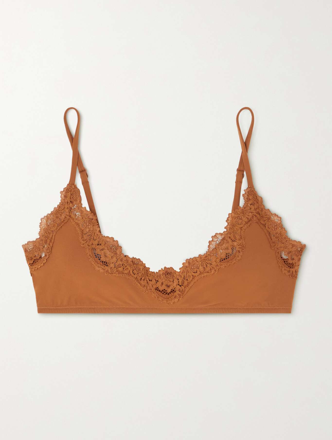 SKIMS Fits Everybody Lace Scoop Bralette - Bronze | NET-A-PORTER