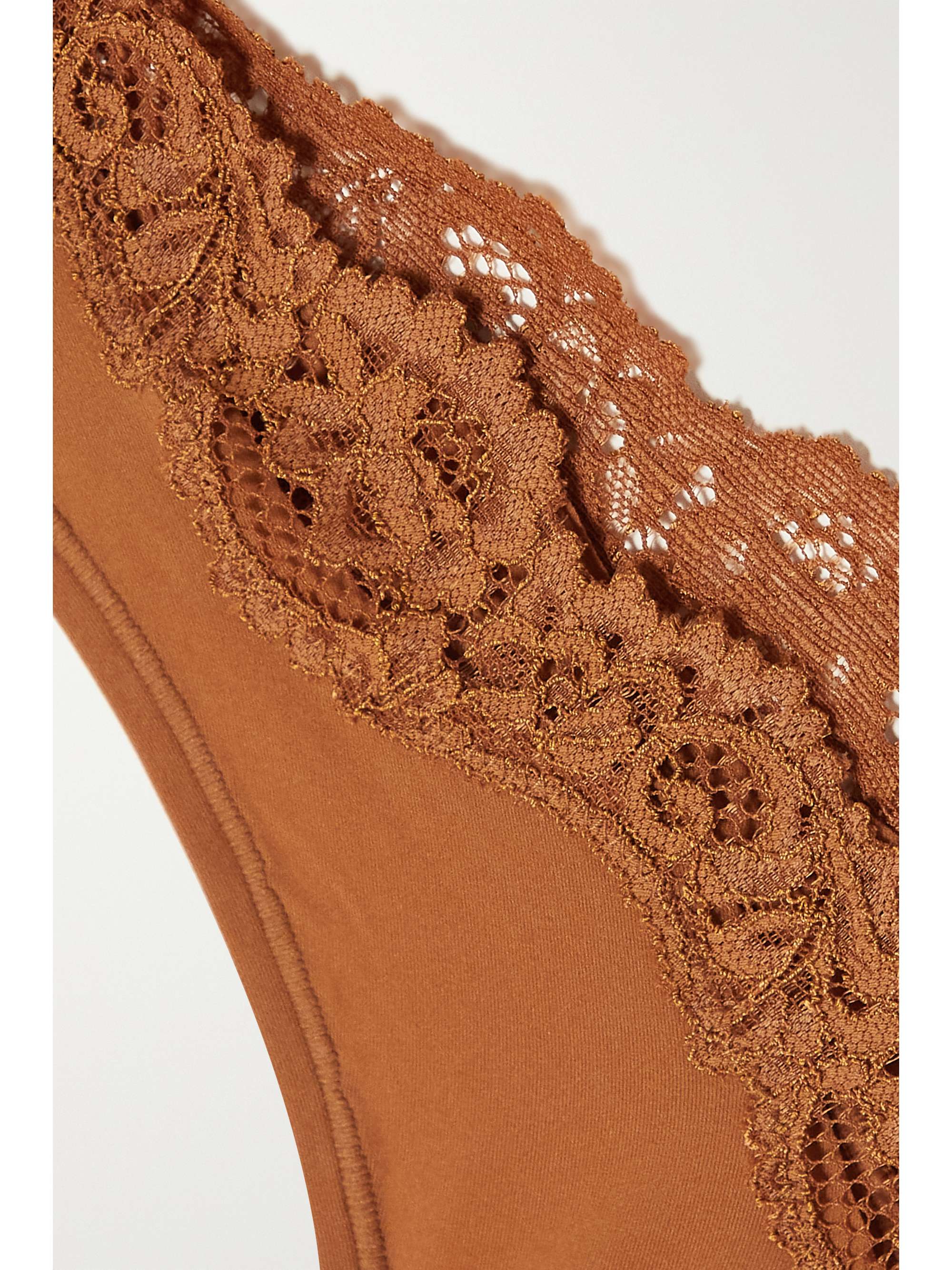 SKIMS Fits Everybody Lace Thong - Bronze | NET-A-PORTER