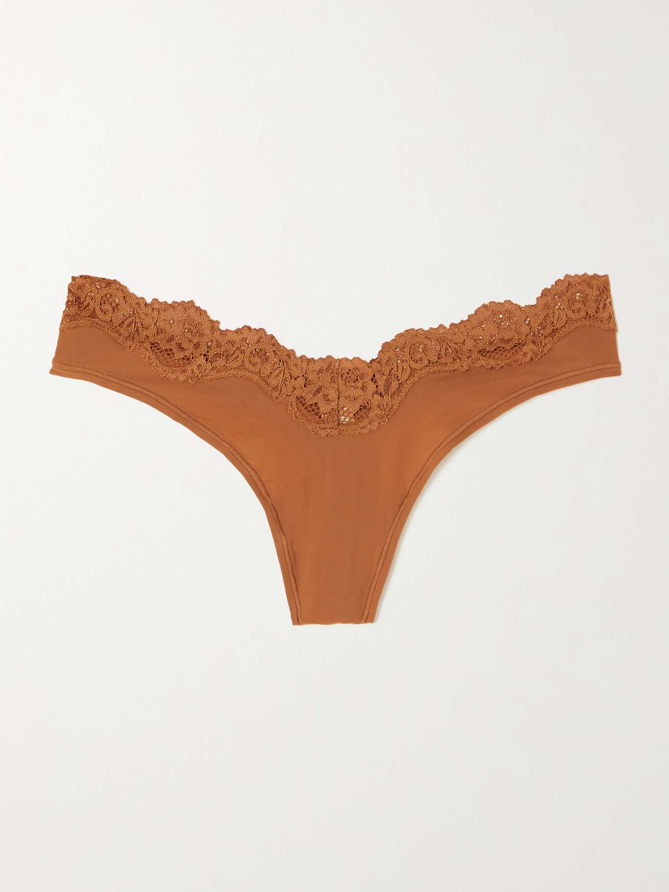 SKIMS Fits Everybody Lace Thong - Bronze | NET-A-PORTER