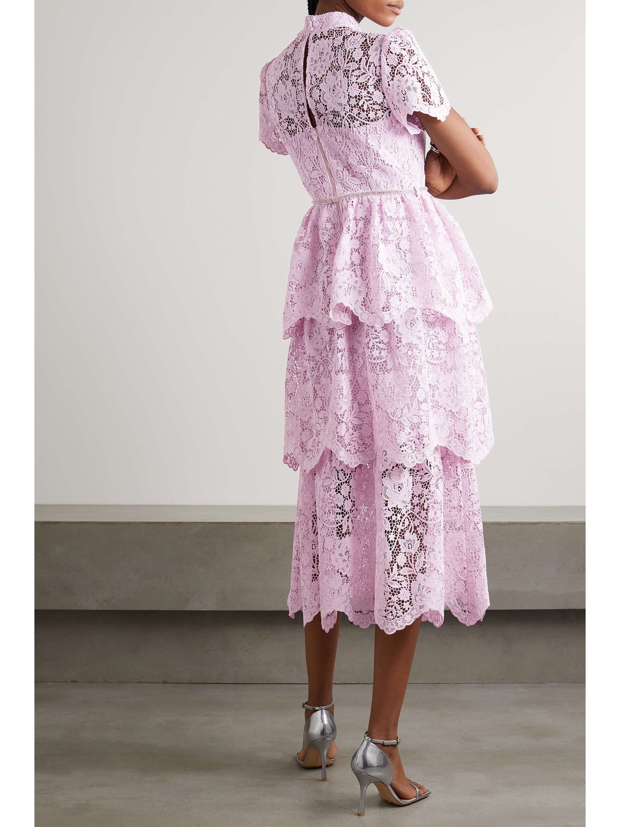 Pink Lace Midi Dress