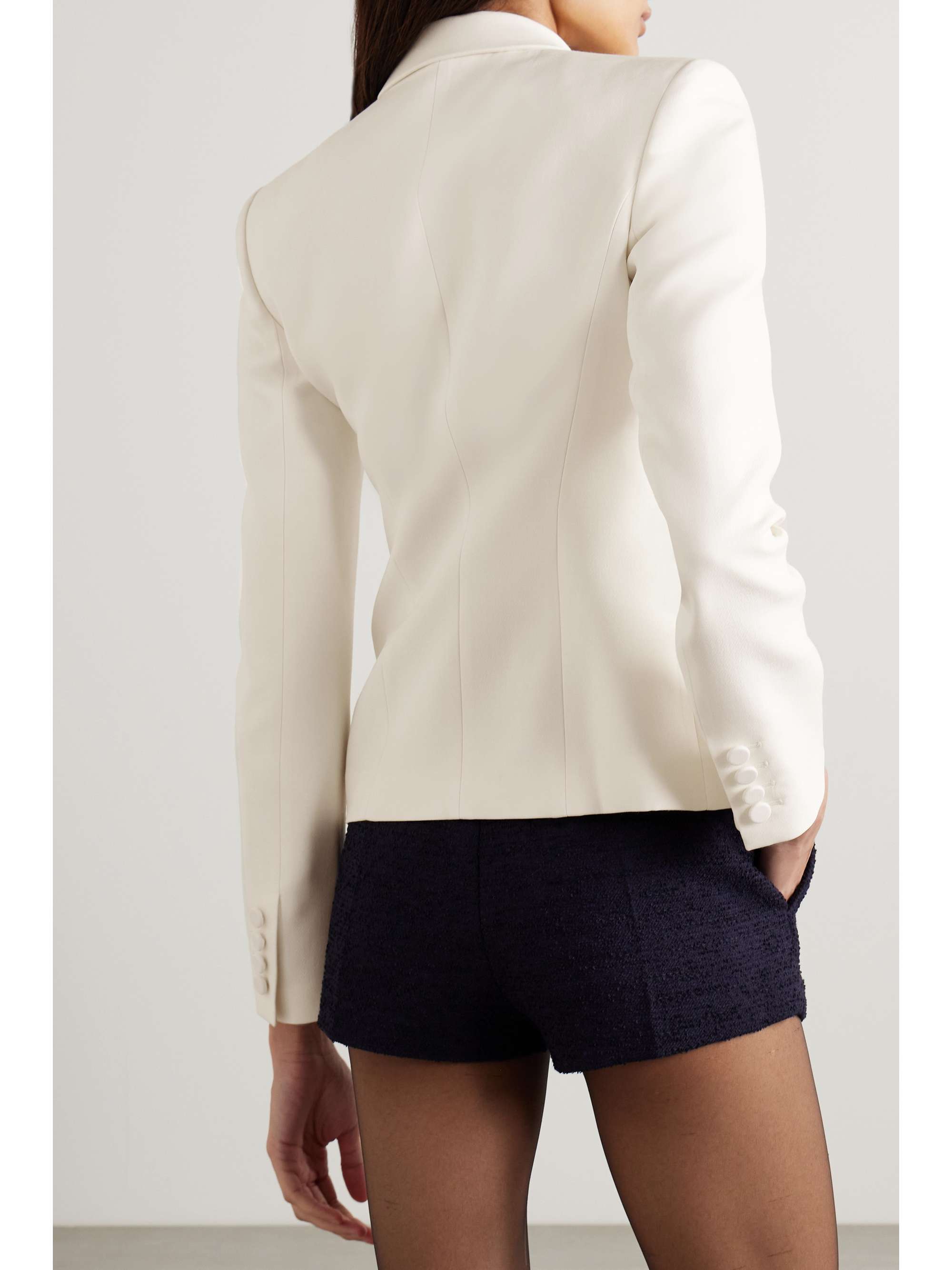 Valentino Garavani Bow Detailed Wool And Silk Blend Crepe Jacket Net