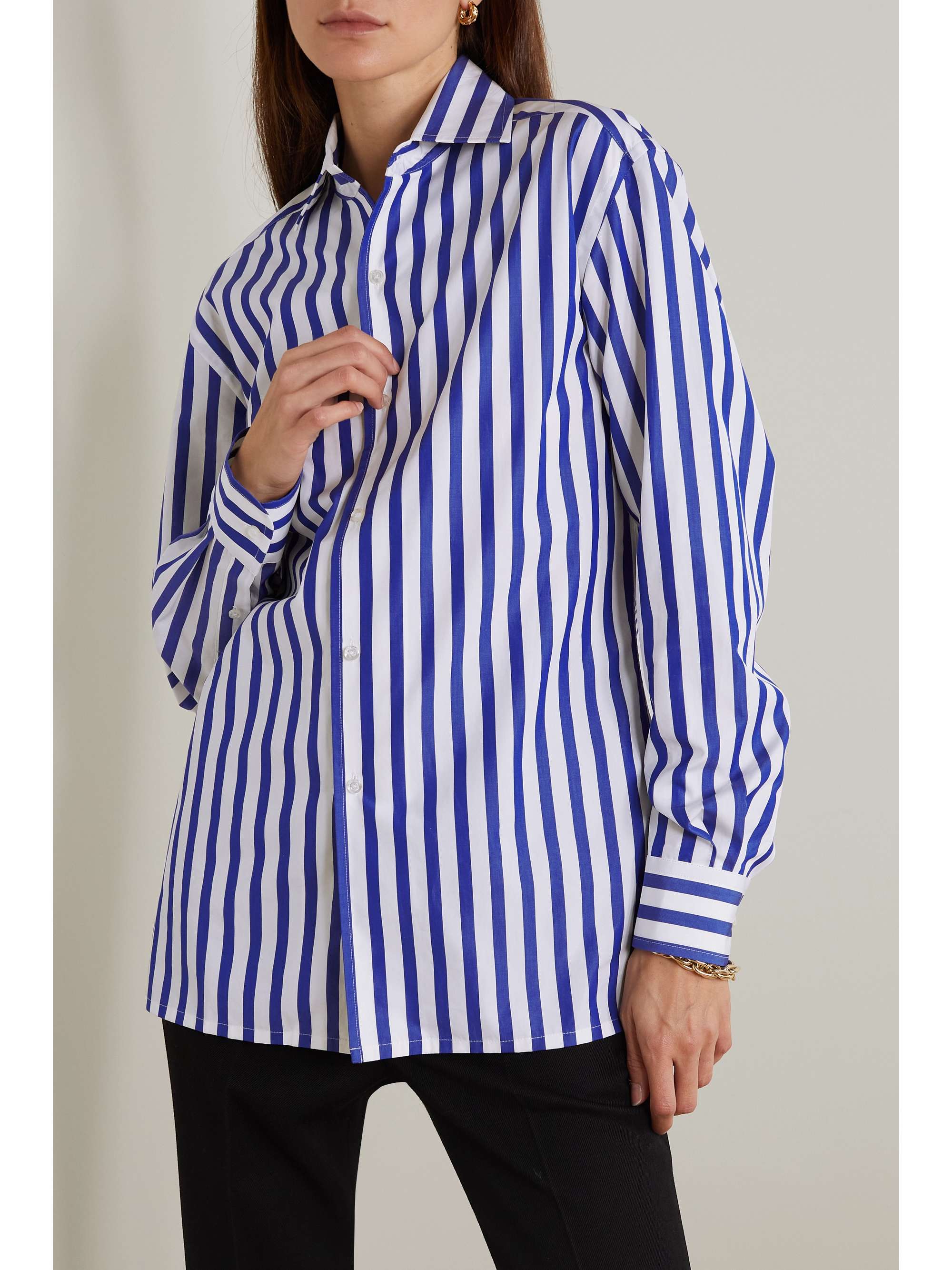 RALPH LAUREN COLLECTION Capri striped cotton-poplin shirt | NET-A-PORTER