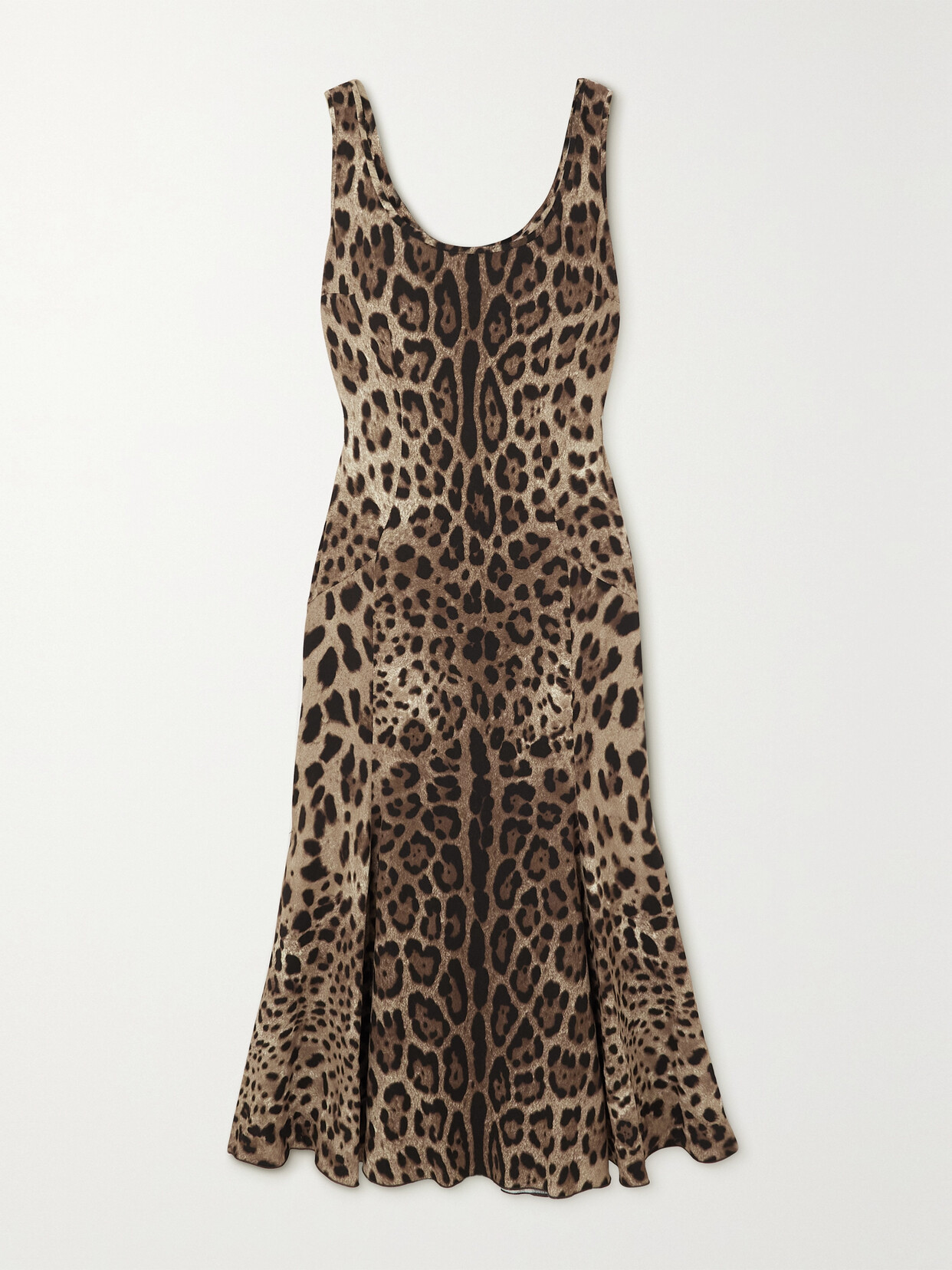 Dolce And Gabbana Leopard Print Midi Dress In Brown Modesens