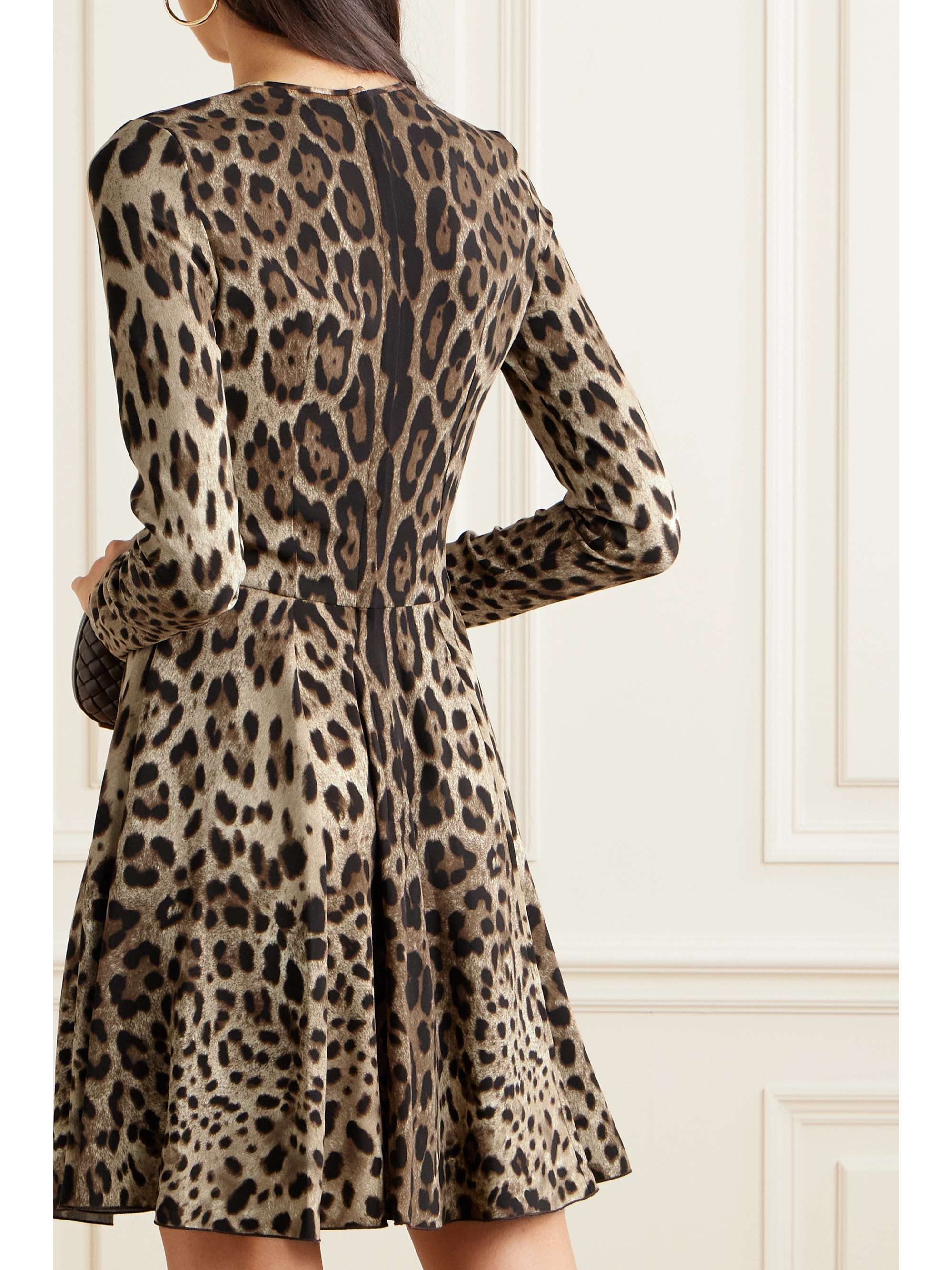 DOLCE&GABBANA Leopard-print stretch-satin mini dress | NET-A-PORTER